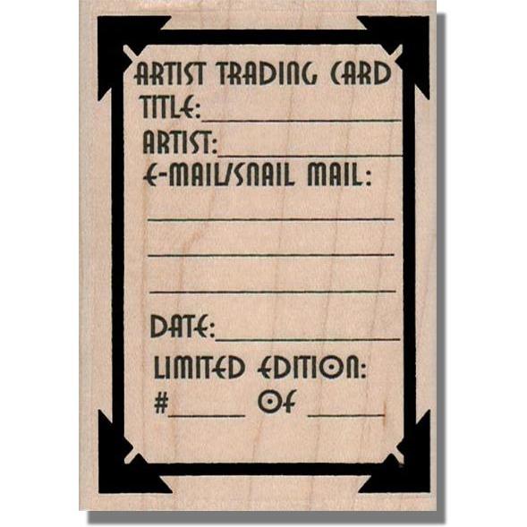 ATC Photo Corners Back Rubber Stamp - Artist Trading Card