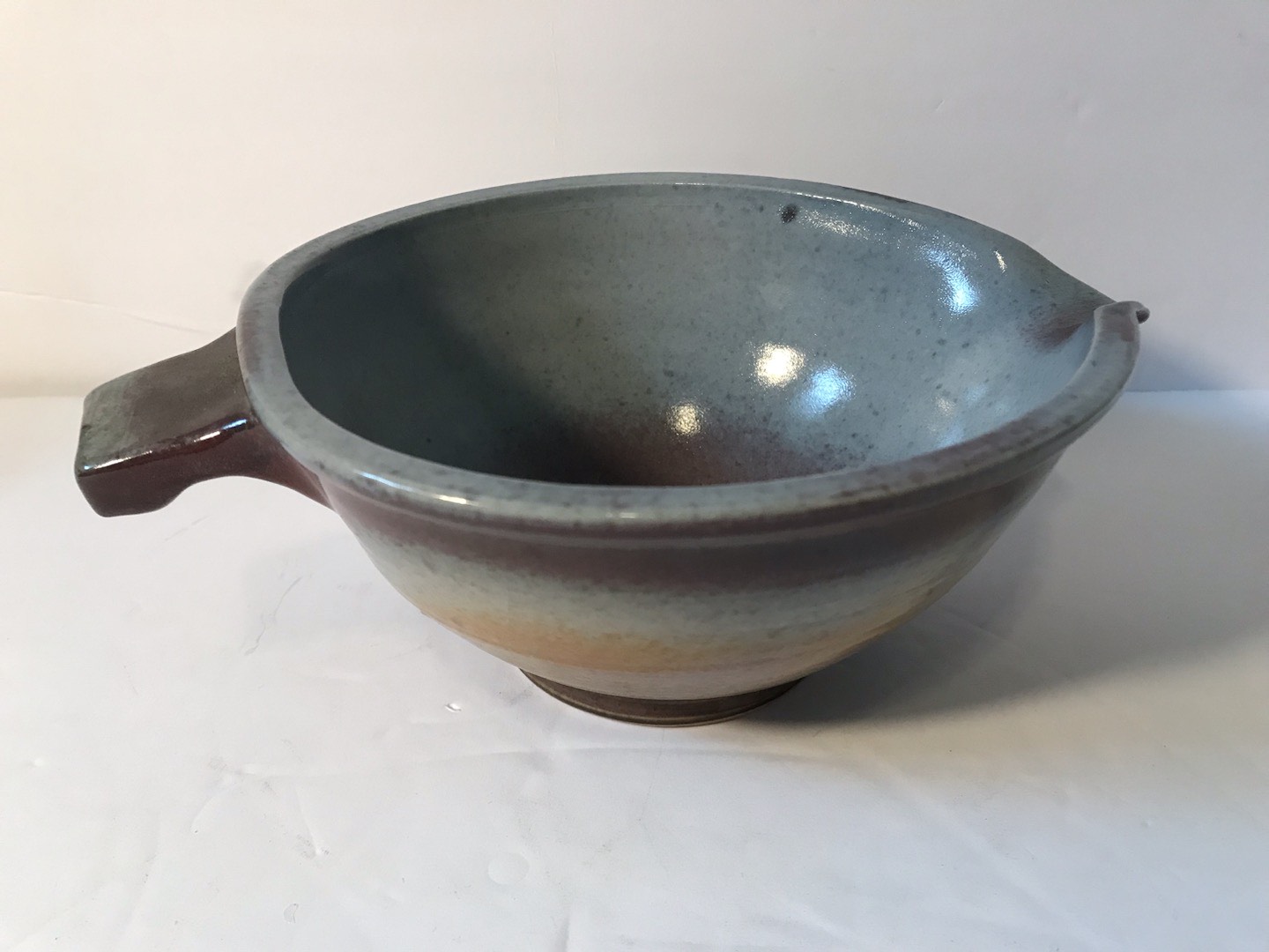 Studio Art Pottery Small Batter Bowl 6” Spout Handle
