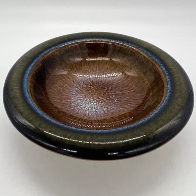 Bill Campbell Studio Art Pottery Flambeau Drip Glaze Bowl Dish Green ...