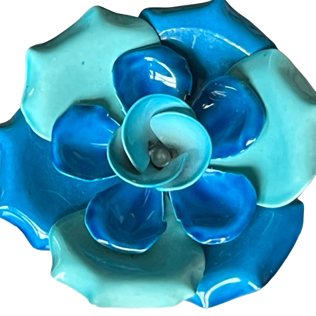 Vintage Enamel Blue Flower Brooch