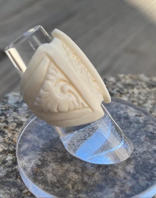 Vintage Hand Carved Bone Ring size 4
