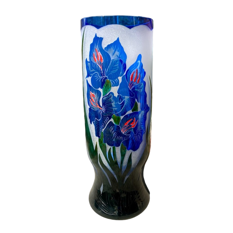 Wonderful Ramski Cameo Glass Iris Vase