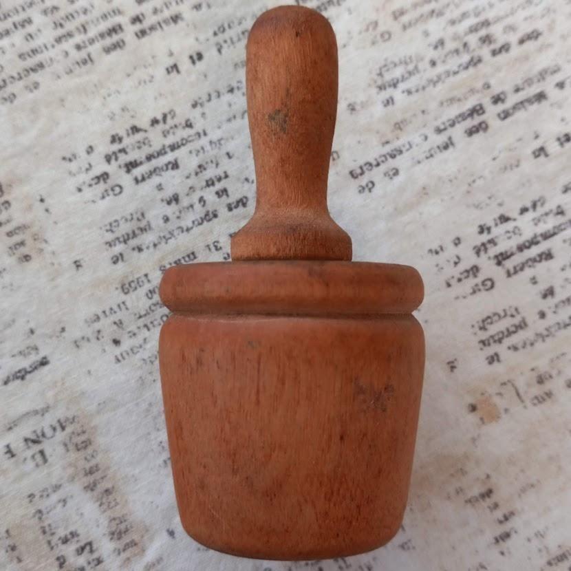 Butter Pat Stamp. Wood. Height 3"