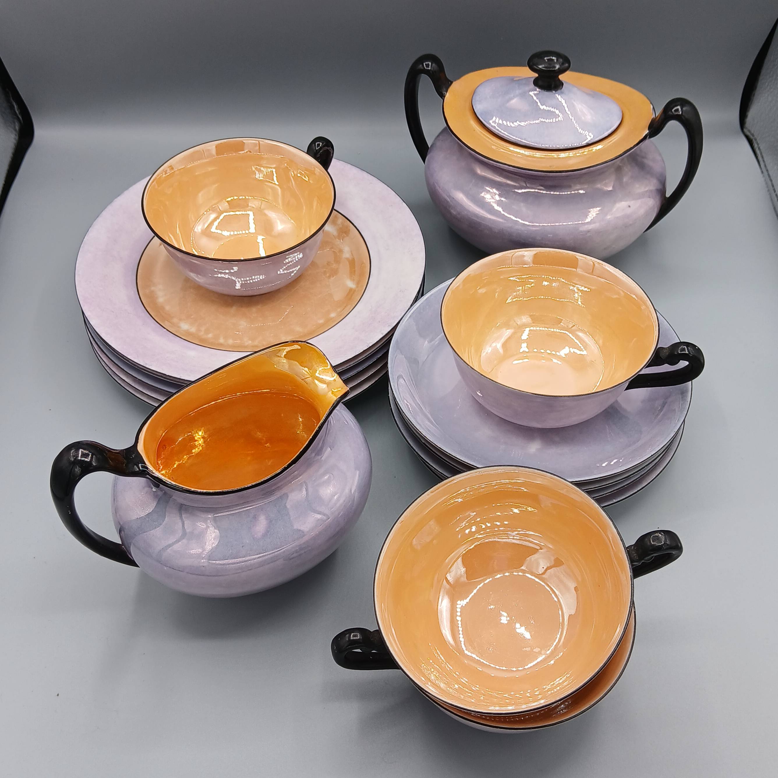 #033 - Vintage Czech Phoenix China Lusterware Coffee Or Tea 16 Pc Set ...