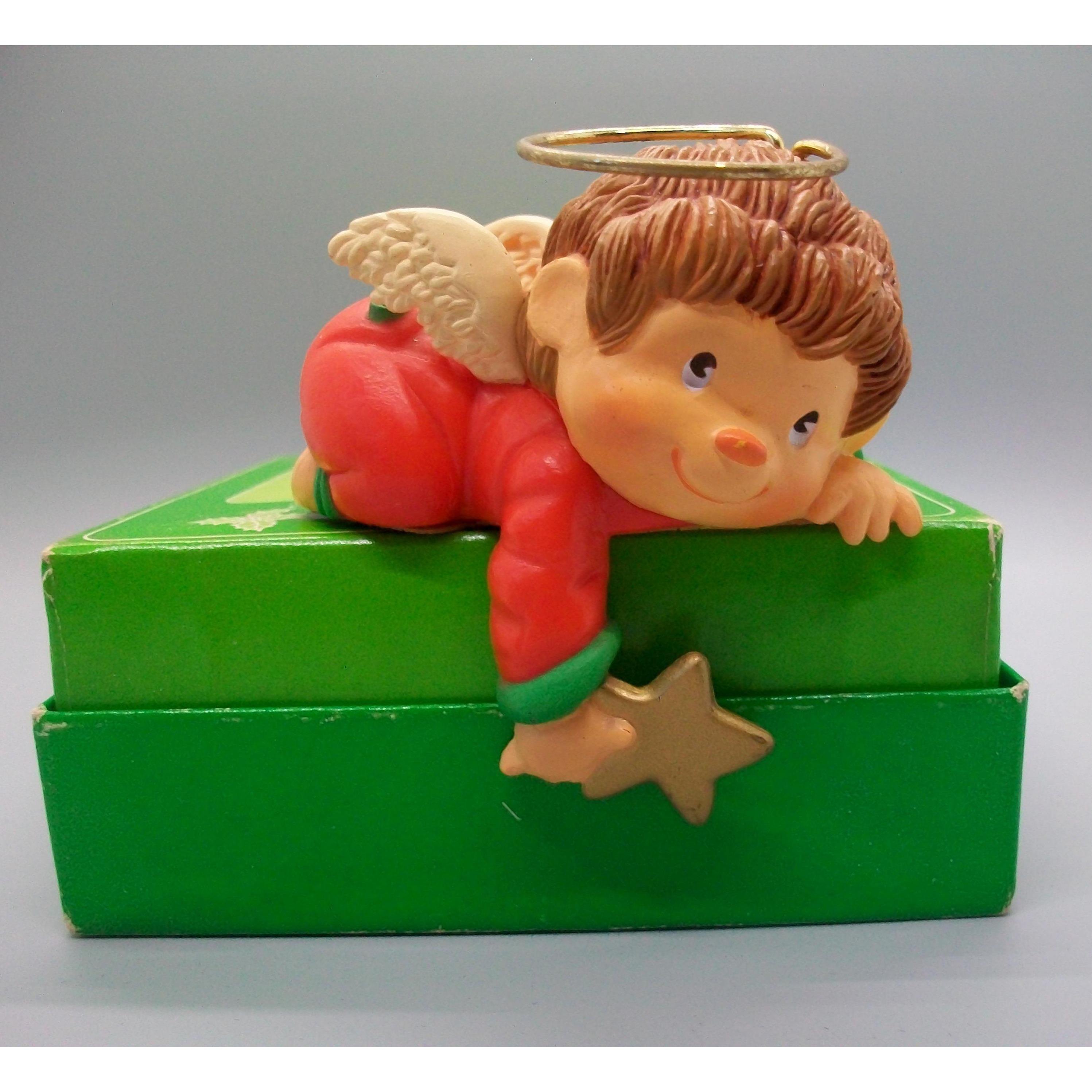 Hallmark 1983 Red Christmas Angel Stocking Holder Hanger