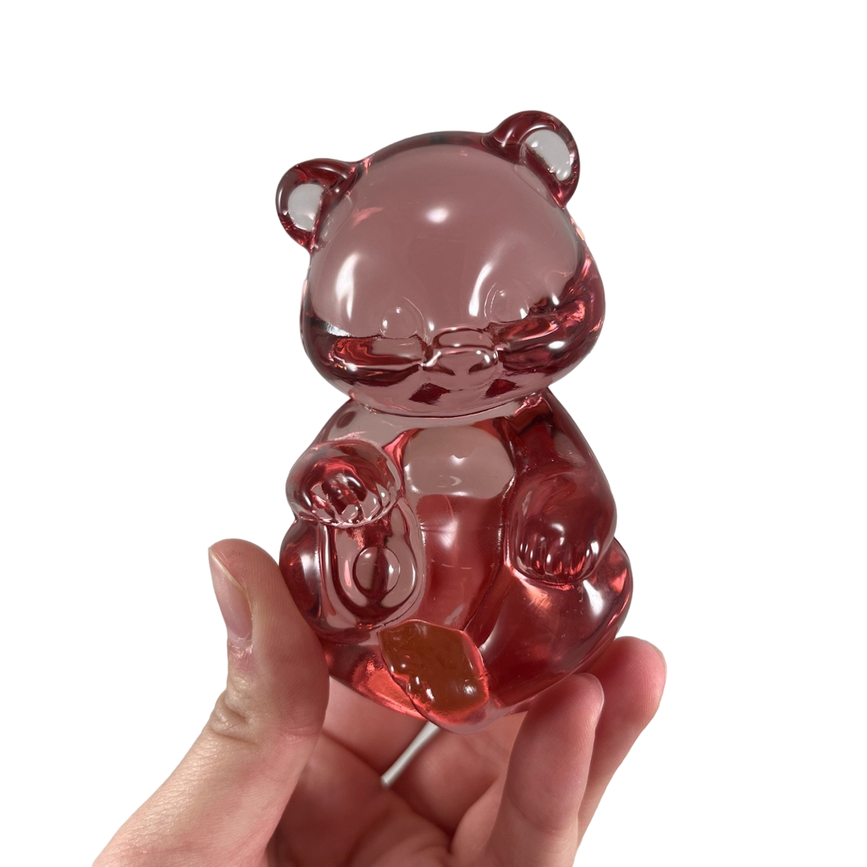 Fenton Cranberry Glass Bear Figurine, Pink Fenton Glass Bear ...