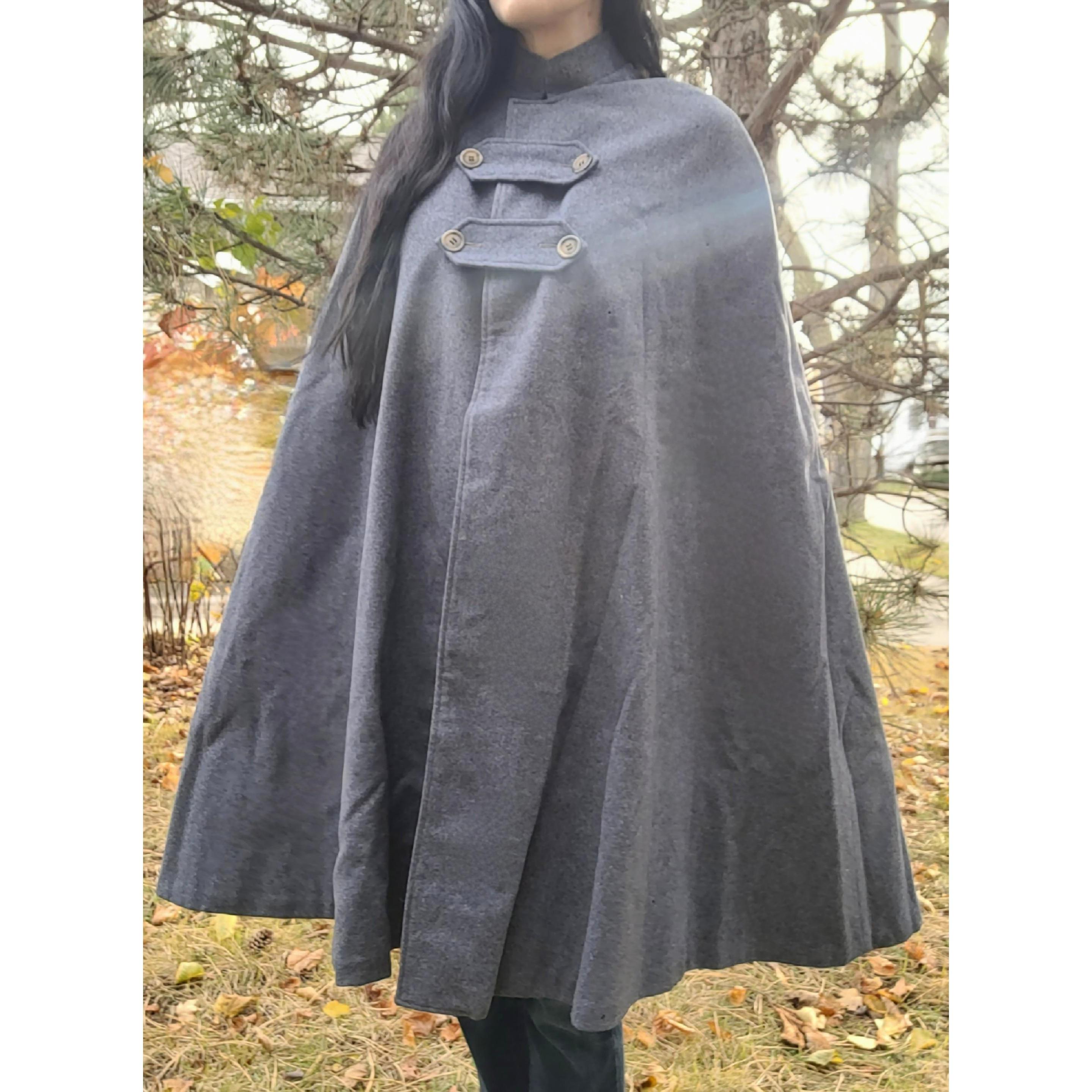 Vtg WW2 1940s Nurse Uniform Cape Cloak Military Coat Blue Grey Wool