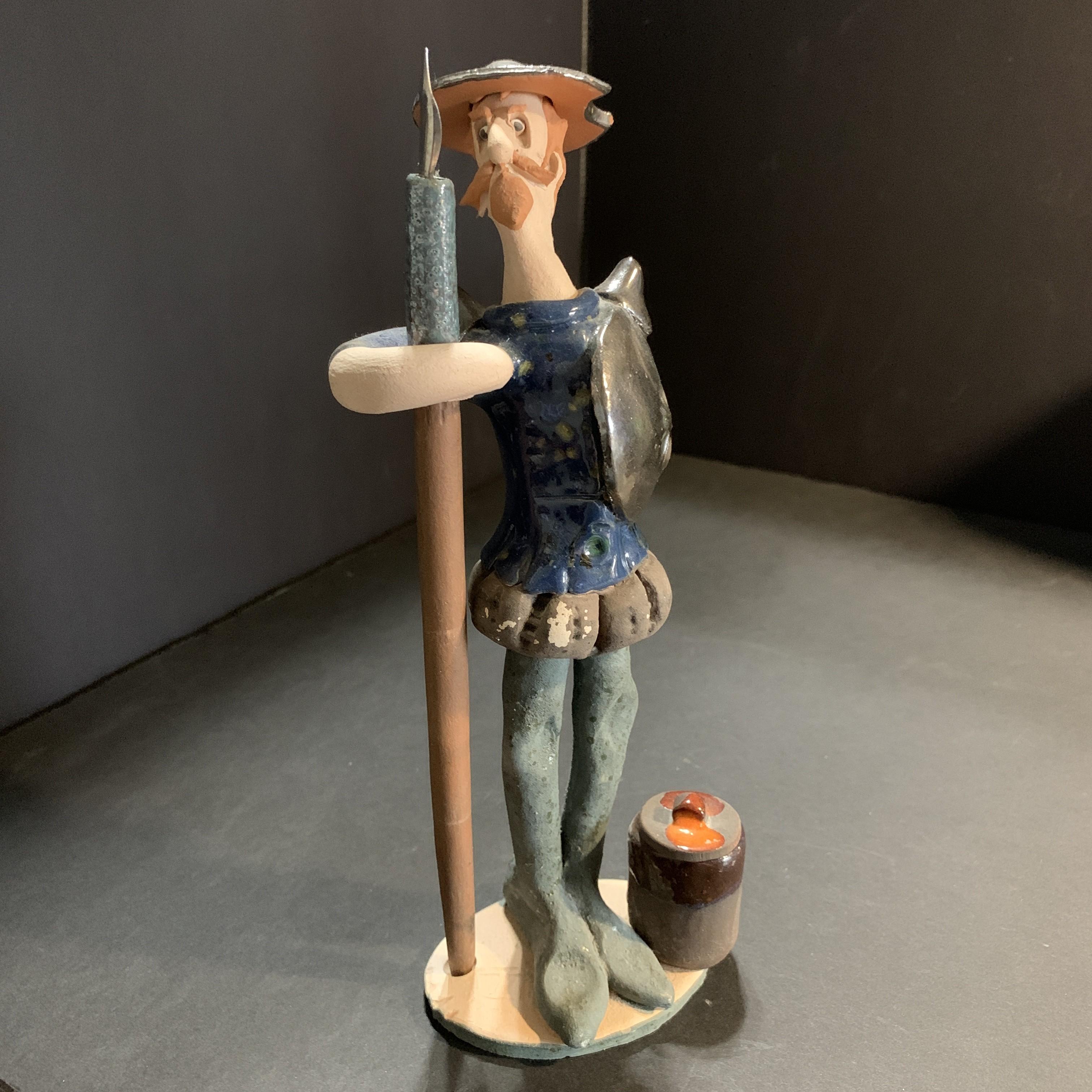 Clay Pen & Ink Well Figurine Signed