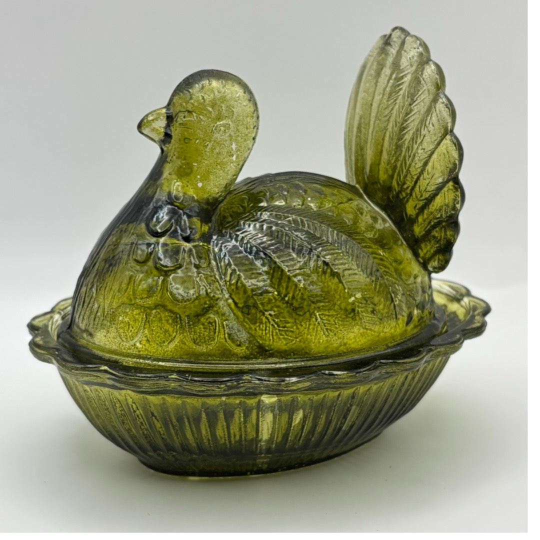 Vintage Indiana Glass Thanksgiving Turkey On Nest