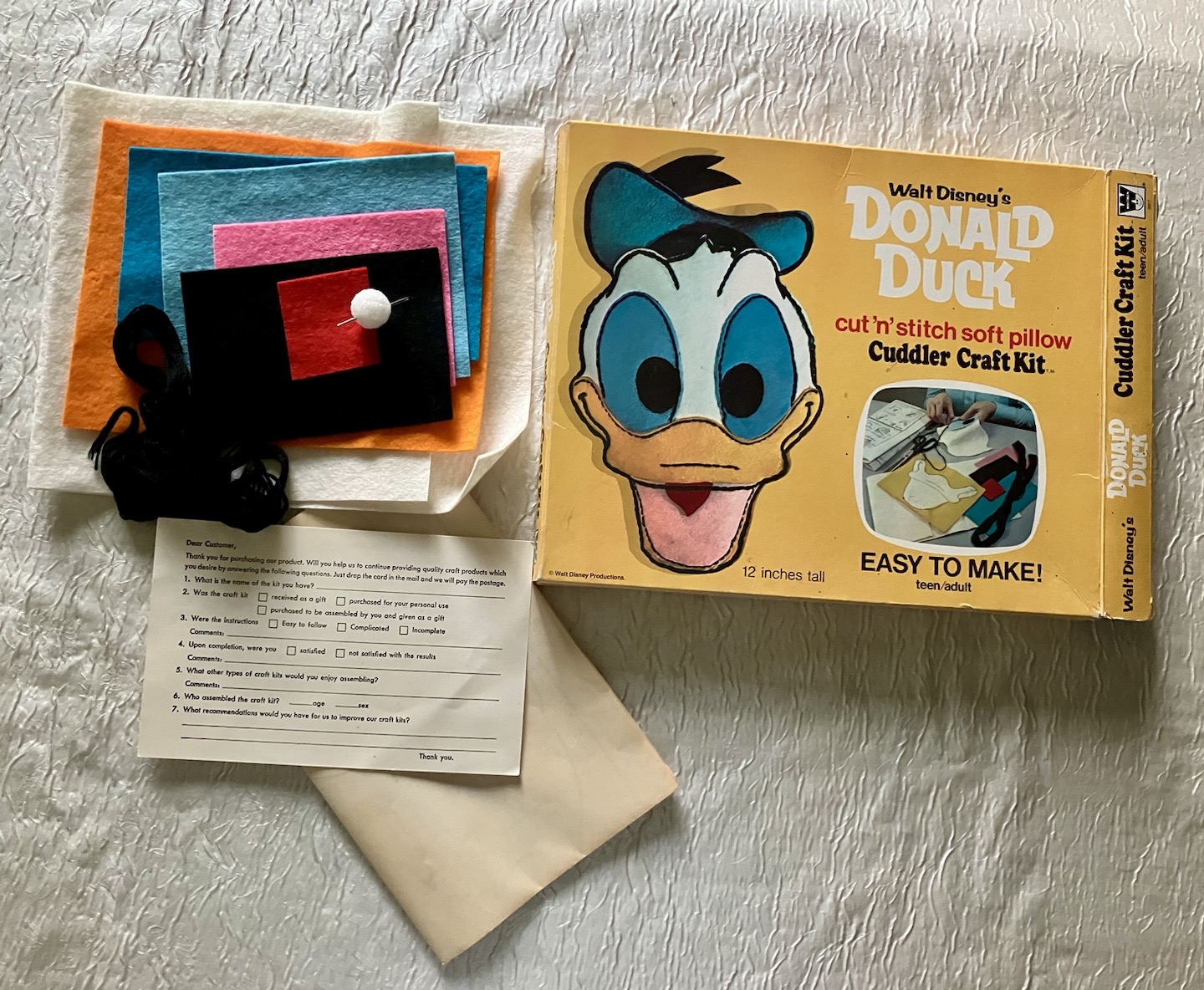1973 Donald Duck Kit Cuddlers Soft Pillow Craft Kit 12 in Walt Disney ...
