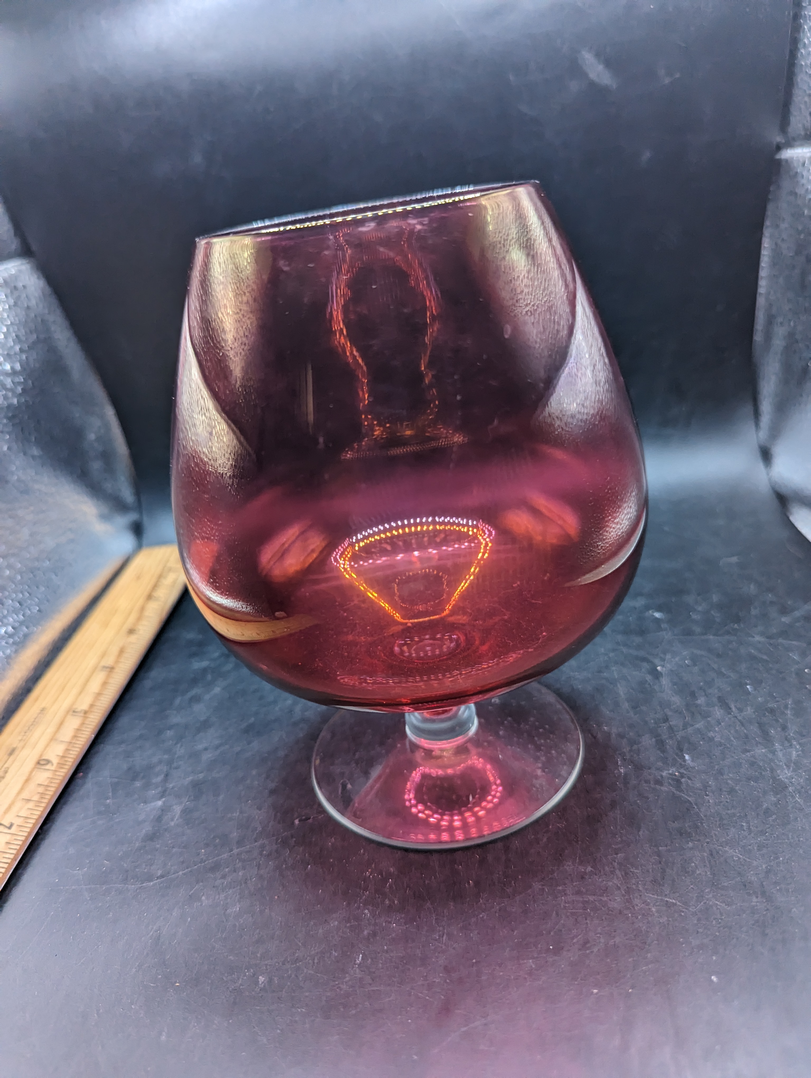 Vintage Ruby Red Glass Brandy Snifter.