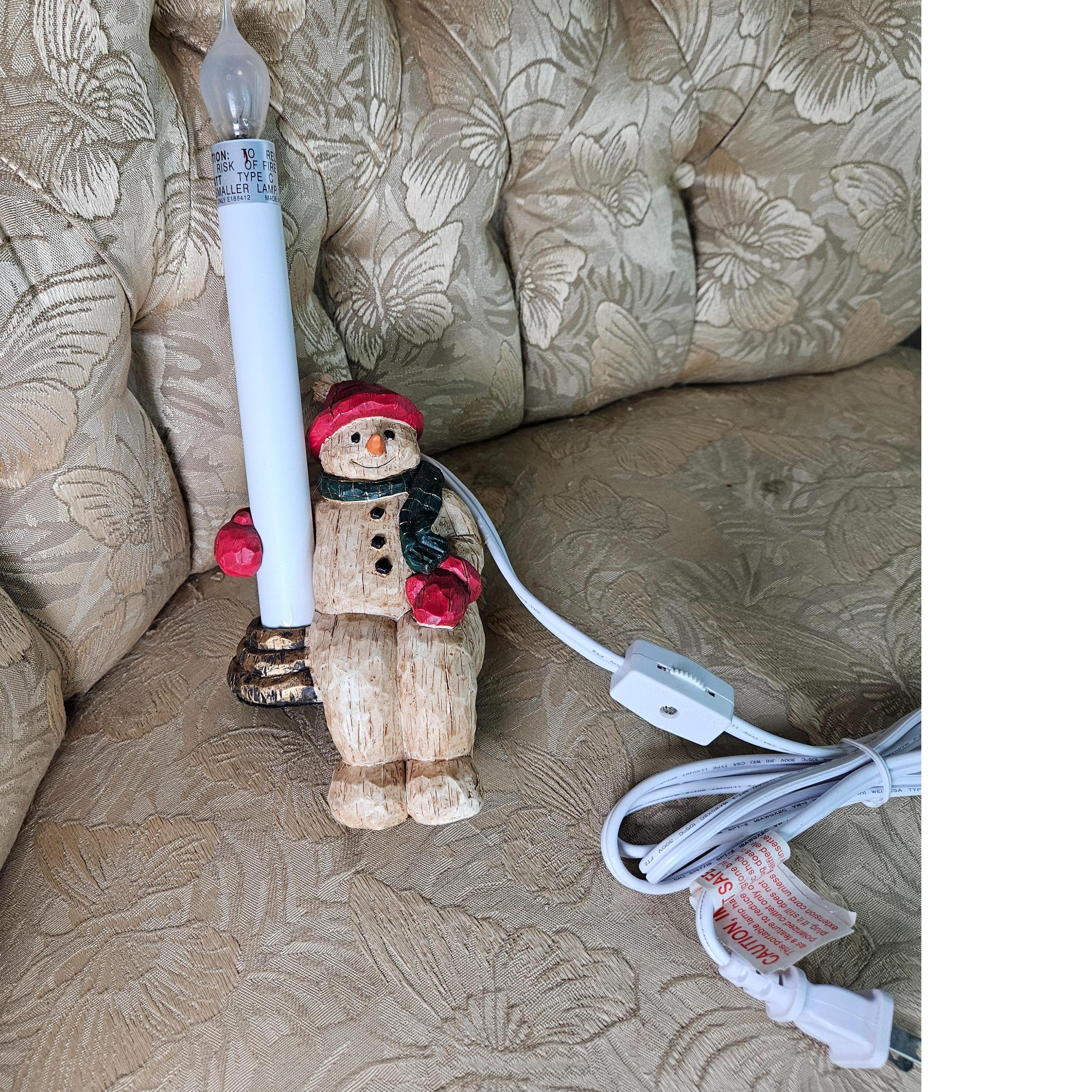 Vintage Alsy Snowman Candle Mantle Shelf Sitter Lamp