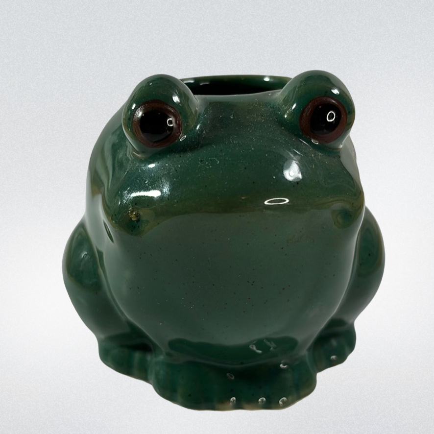 015. Green Ceramic Frog Planter 3.5”