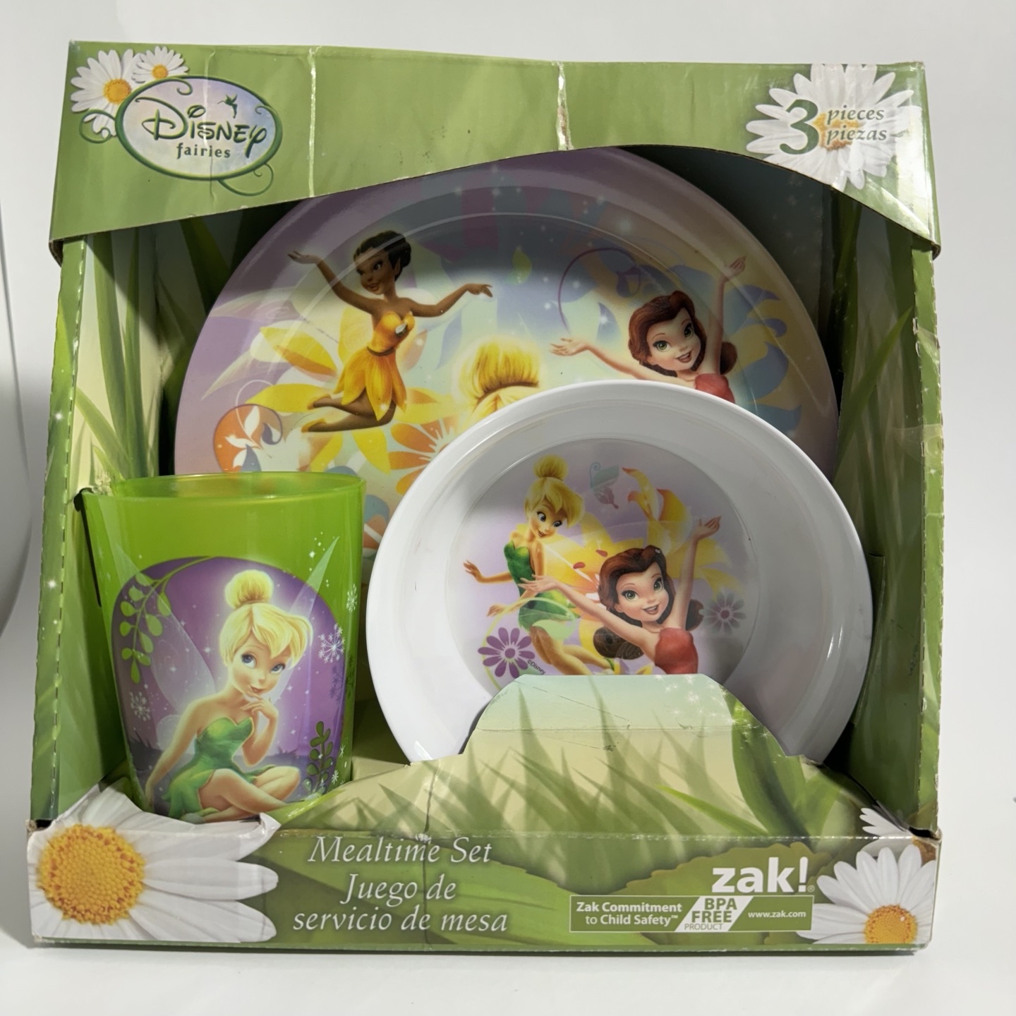 Disney Fairies 3 pc Mealtime Set Tinkerbell Rosetta Irridessa NOS