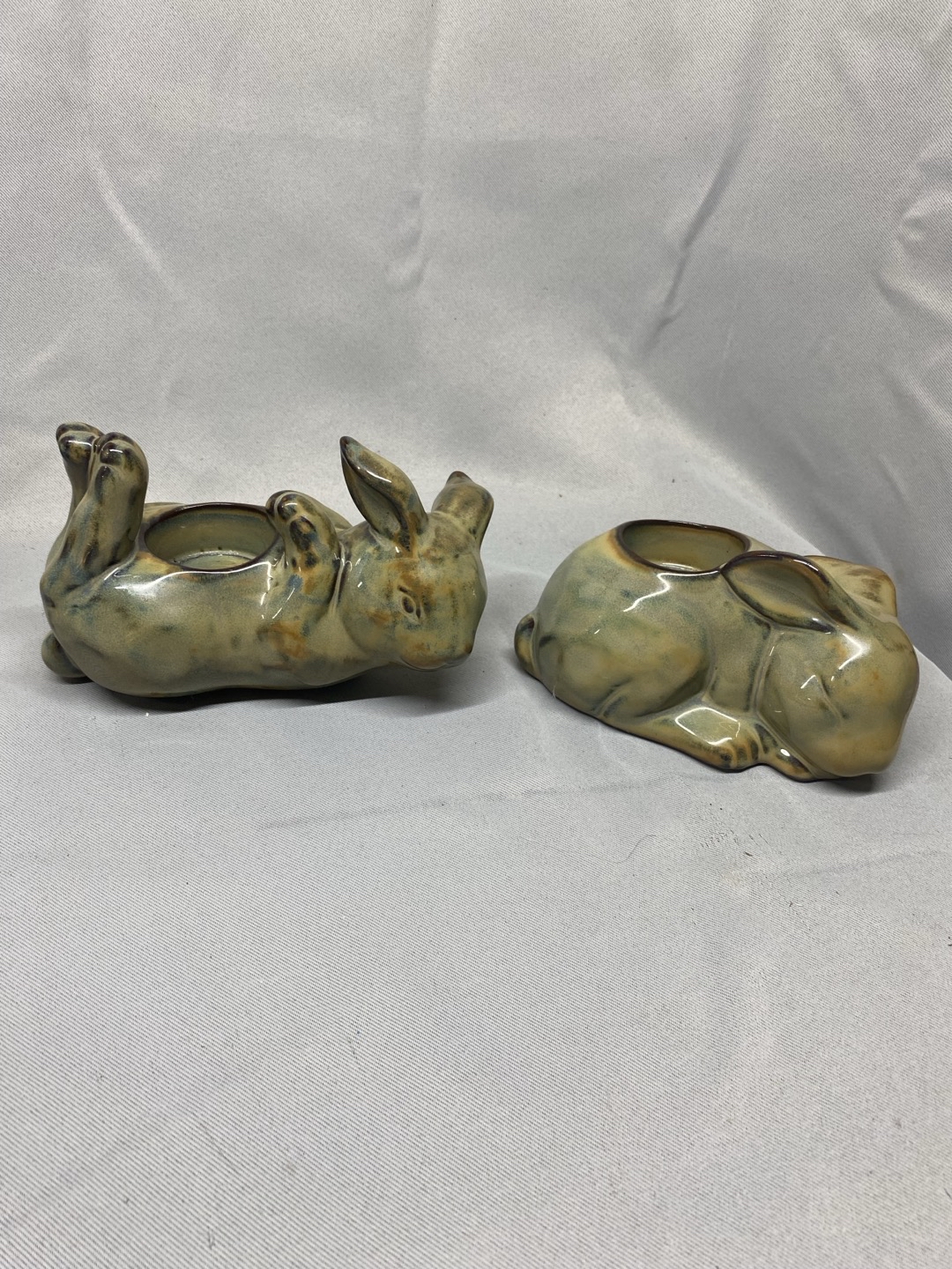 Set Of 2 Vintage Partylite Rabbit Candle Holders