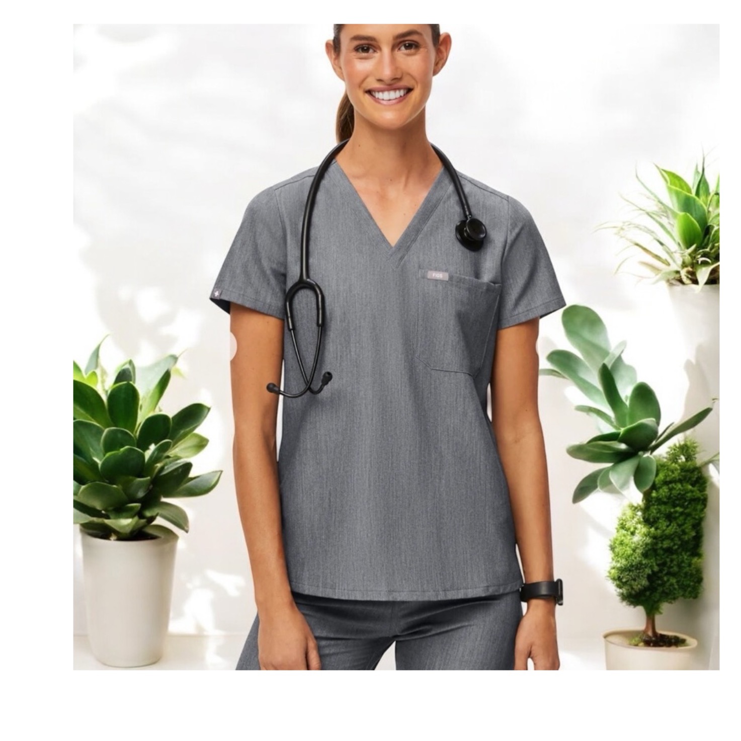 FIGS Scrub Top XS FW1000 Nurse Women's Catarina One Pocket Gray ...