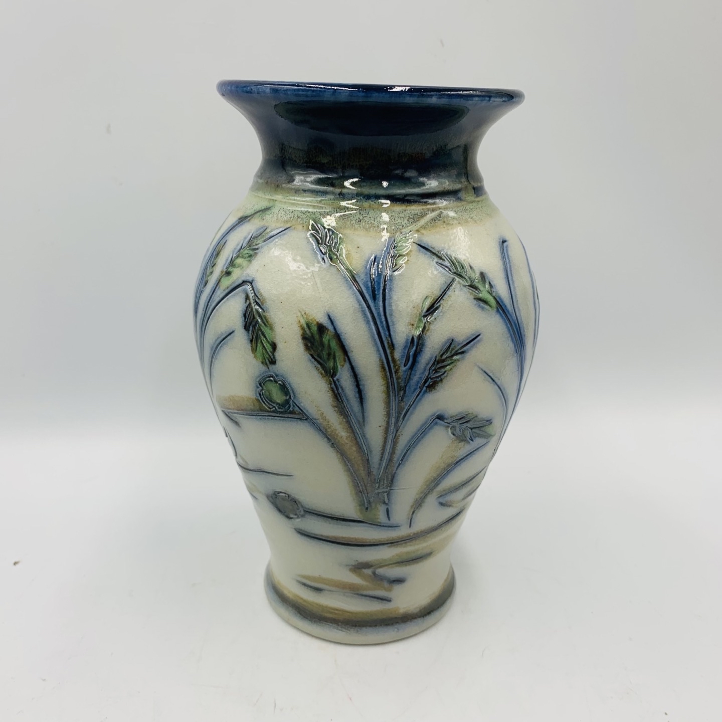 31 Daniel Stevens Art Pottery Vase With Cattails