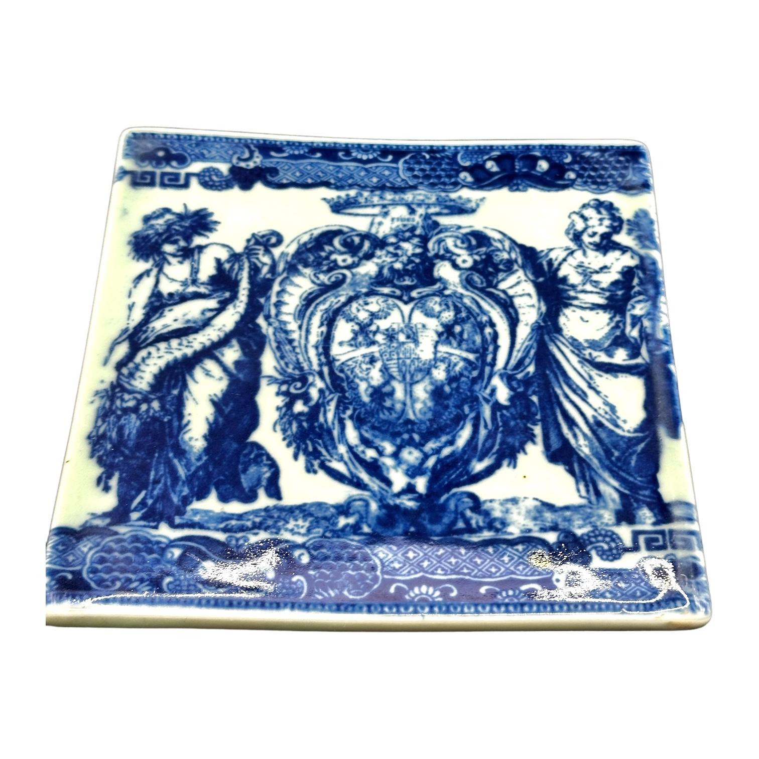 Victoria Ironstone Flow Blue Porcelain Trivet Plate Warmer Victoria ...