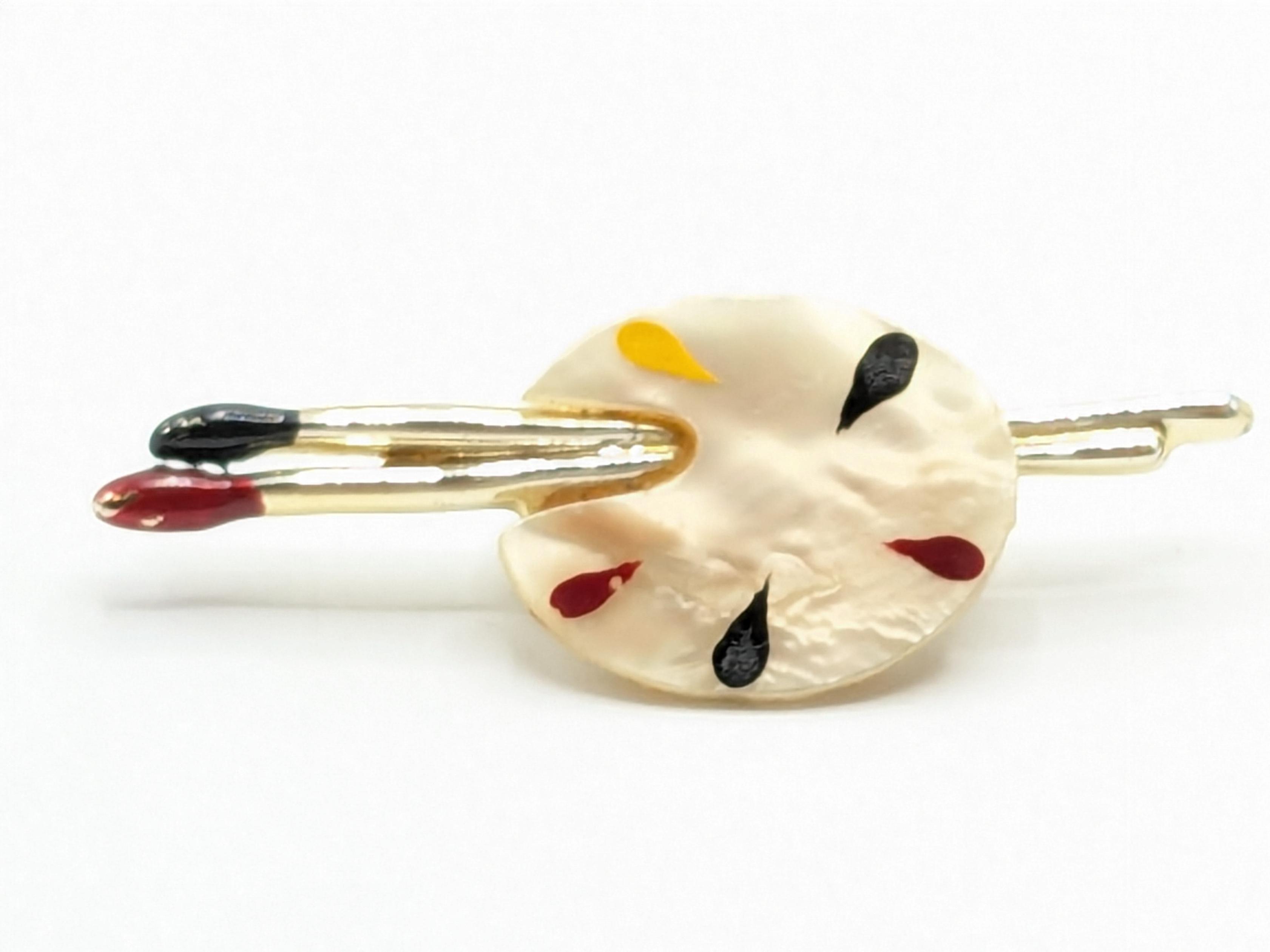 Paint Palette with Brushes Brooch Pin Artist Jewelry