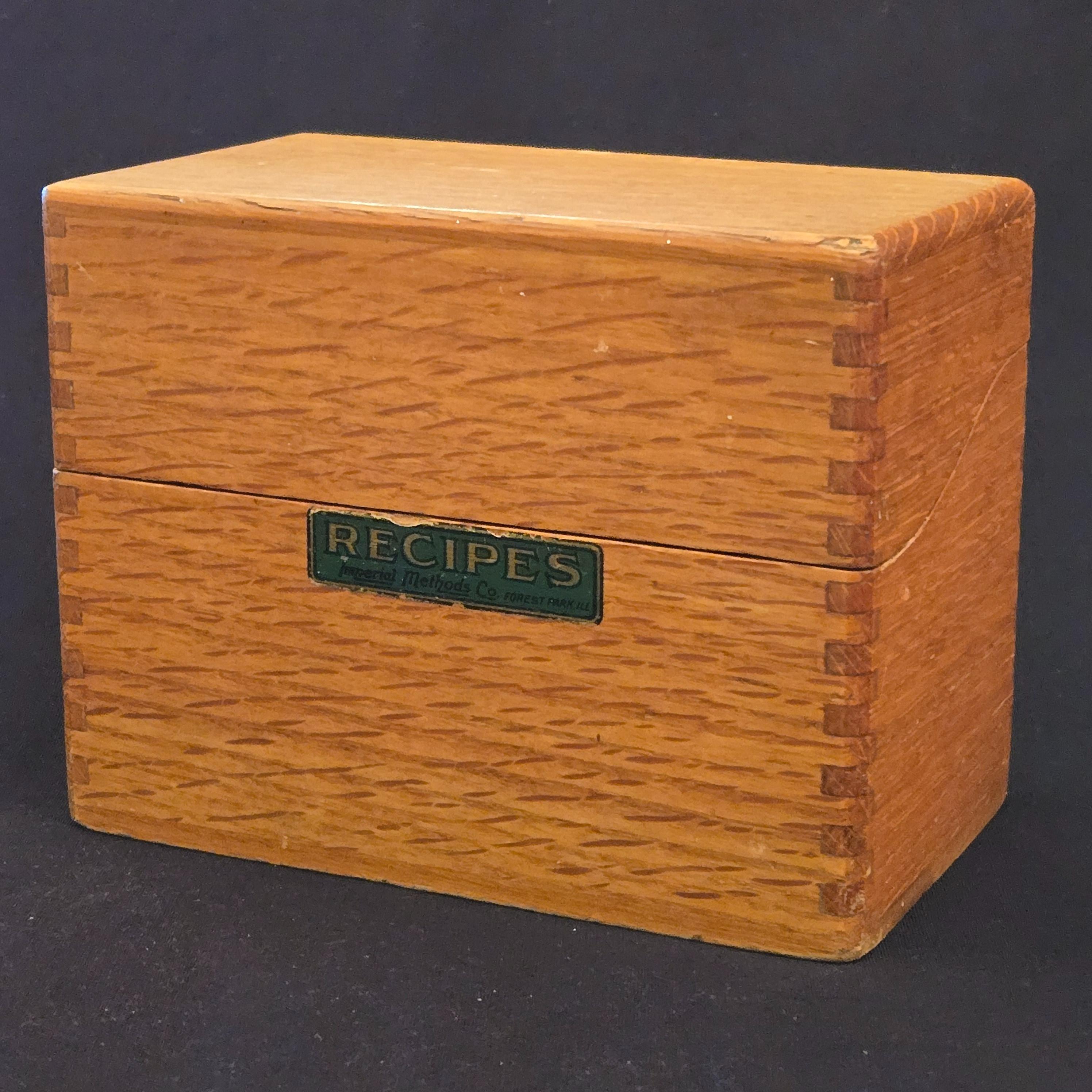 Dovetailed Wood Recipe Box Index Card File (with alphabet cards ...