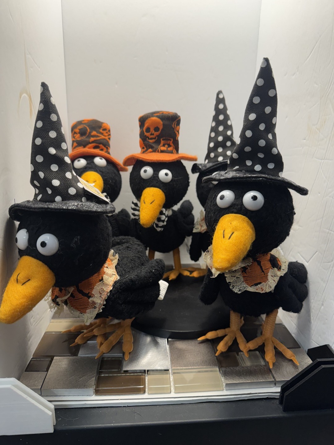 Vintage Set Of 5 Freaky Crows 2 Male 3 Female Fall Decor