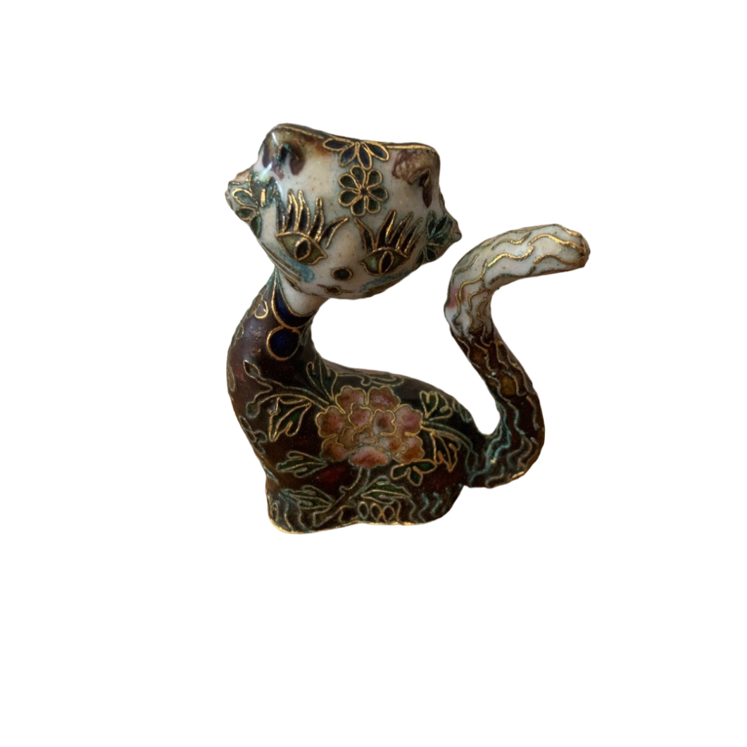 Cloisonné Cat Figure