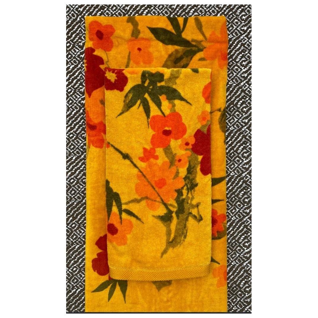 Vtg 1960's Springmaid Marigold Yellow Floral Bath Towels Set Of 6 In ...