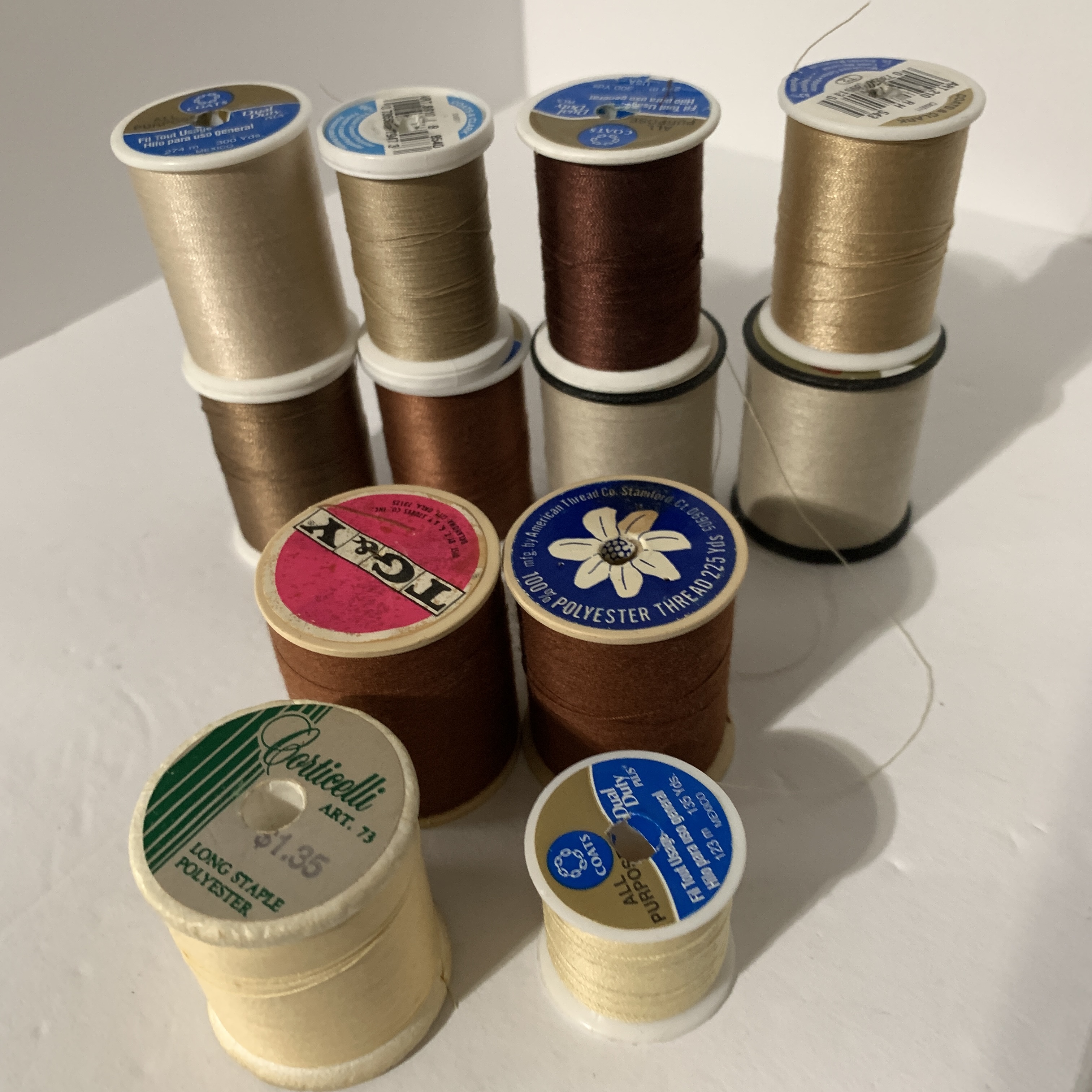 12 Spools of Brown Thread