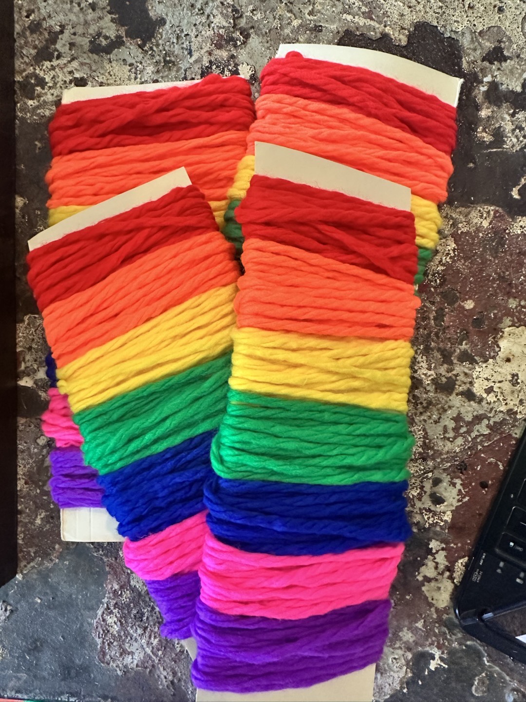 Rainbow Chunky Yarn Bundle – 7 Colors – Craft, DIY, Hair Wraps, Gift Wrapping – 21 Yards Total