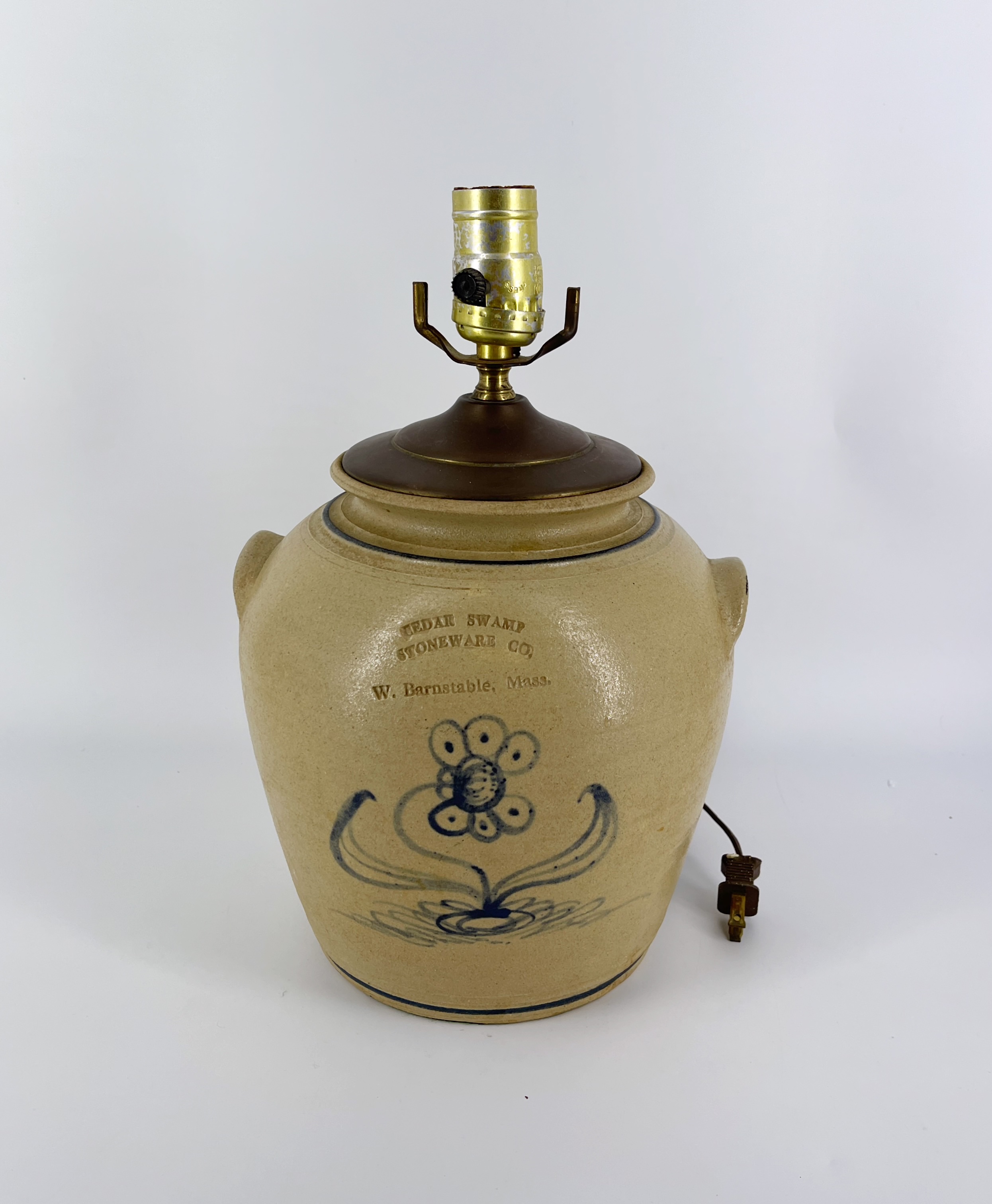 Vtg Cedar Swamp Stoneware Cape Cod Mass Table Lamp Salt Glazed Pottery ...