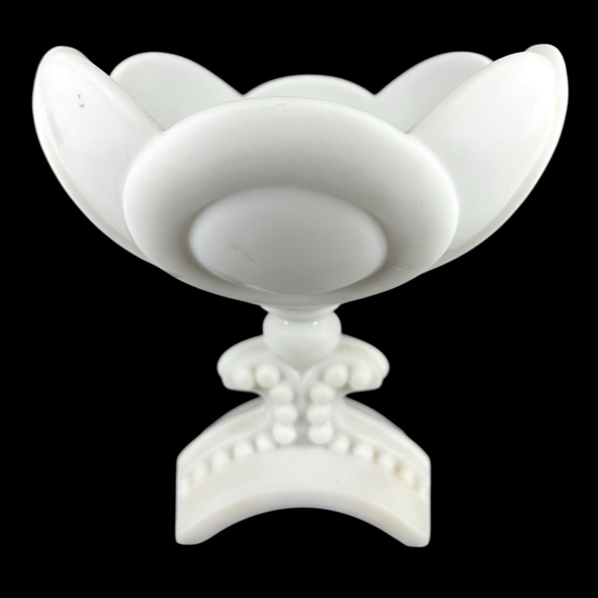 Vintage Cambridge Satin Milk Glass Compote (SS)