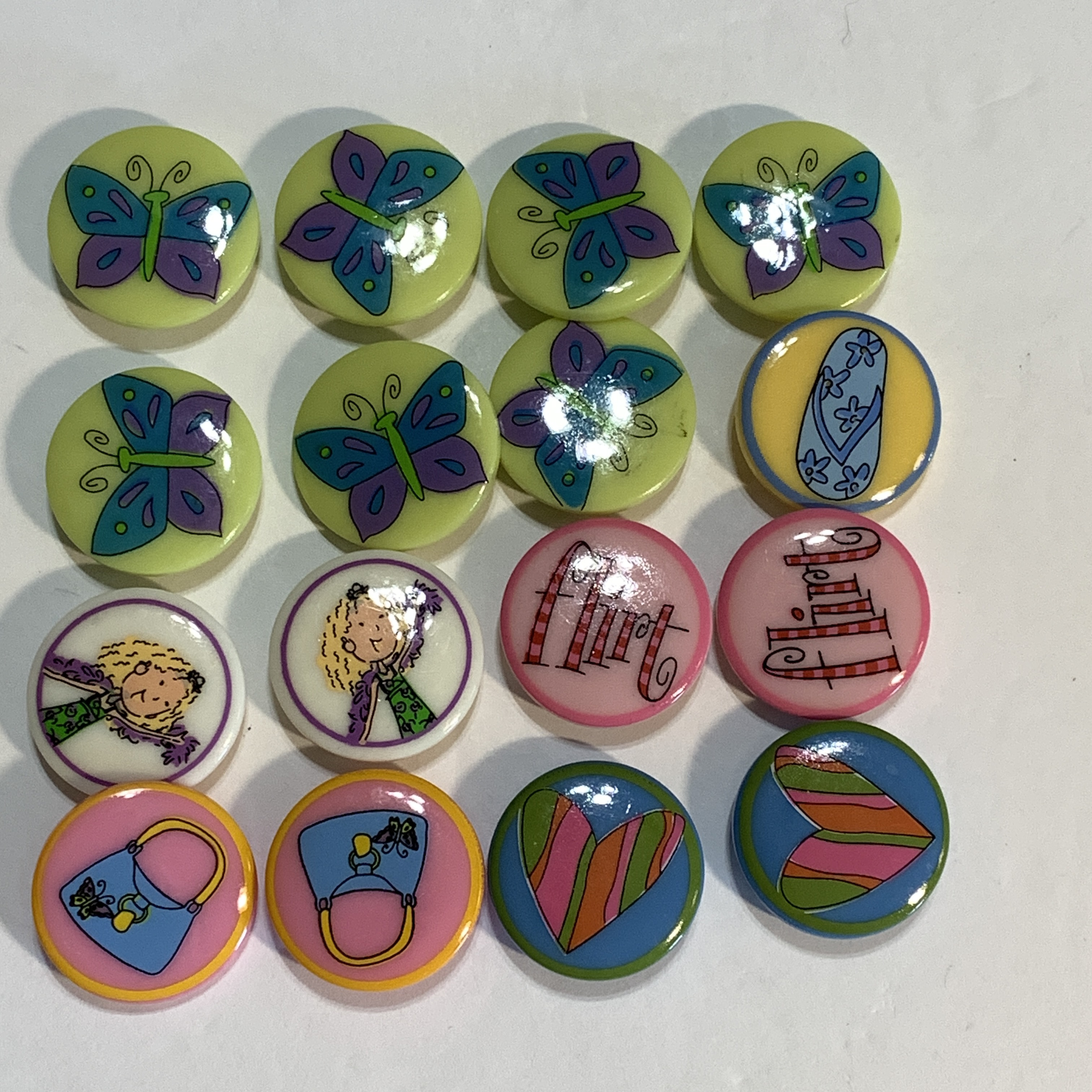 16 Girly Buttons 1"