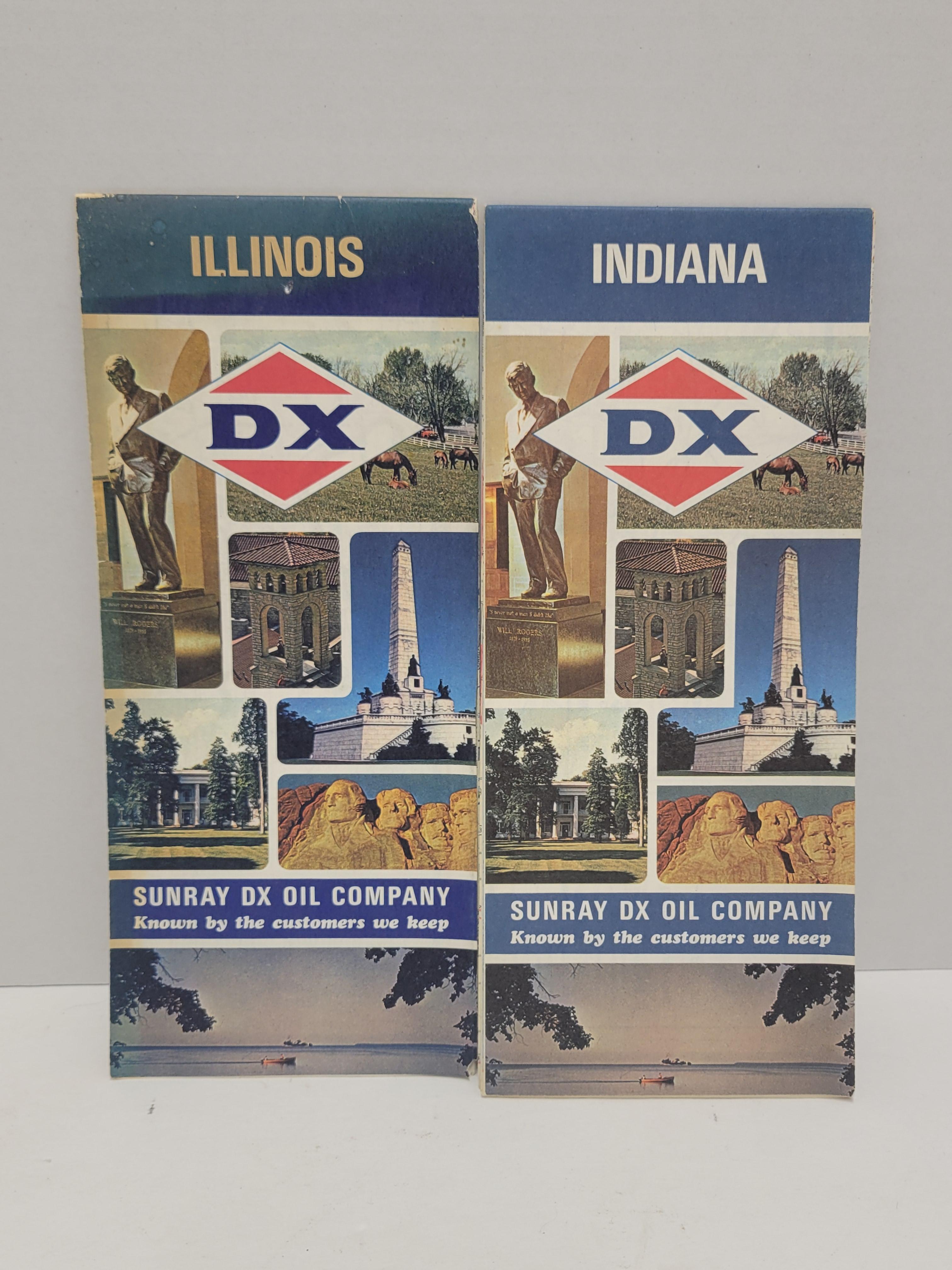 Dx Road Map Indiana And Illinois Sunray Dx Oil Company