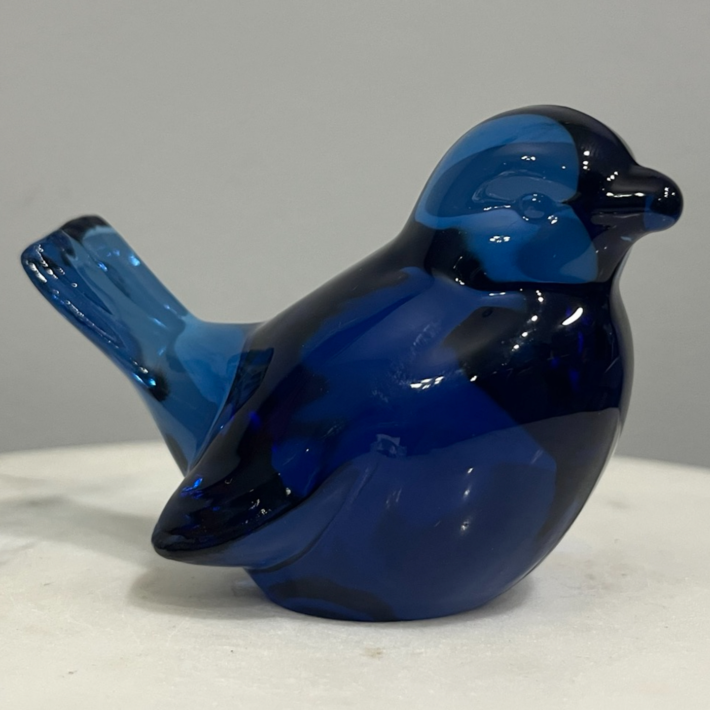 Vintage Fenton Blue Bird of Happiness Glass Paper Weight Figurine Stamped