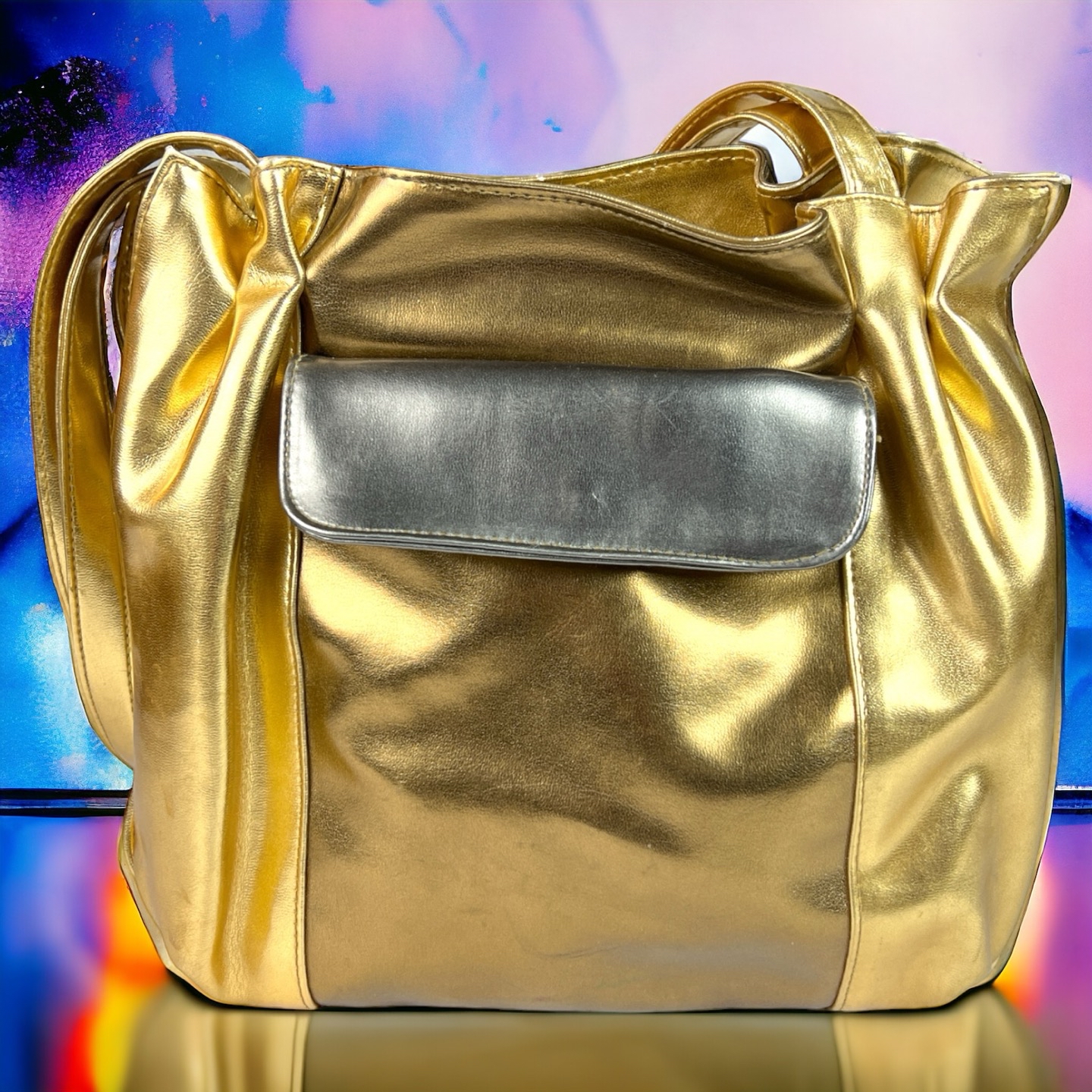 Vintage Warren Reed 80s Gold Metallic Gunmetal Gray Shoulder Bag ...