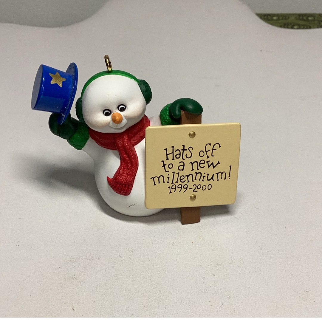 Hallmark Ornament Hats Off Millennium Snowman Circa 1999