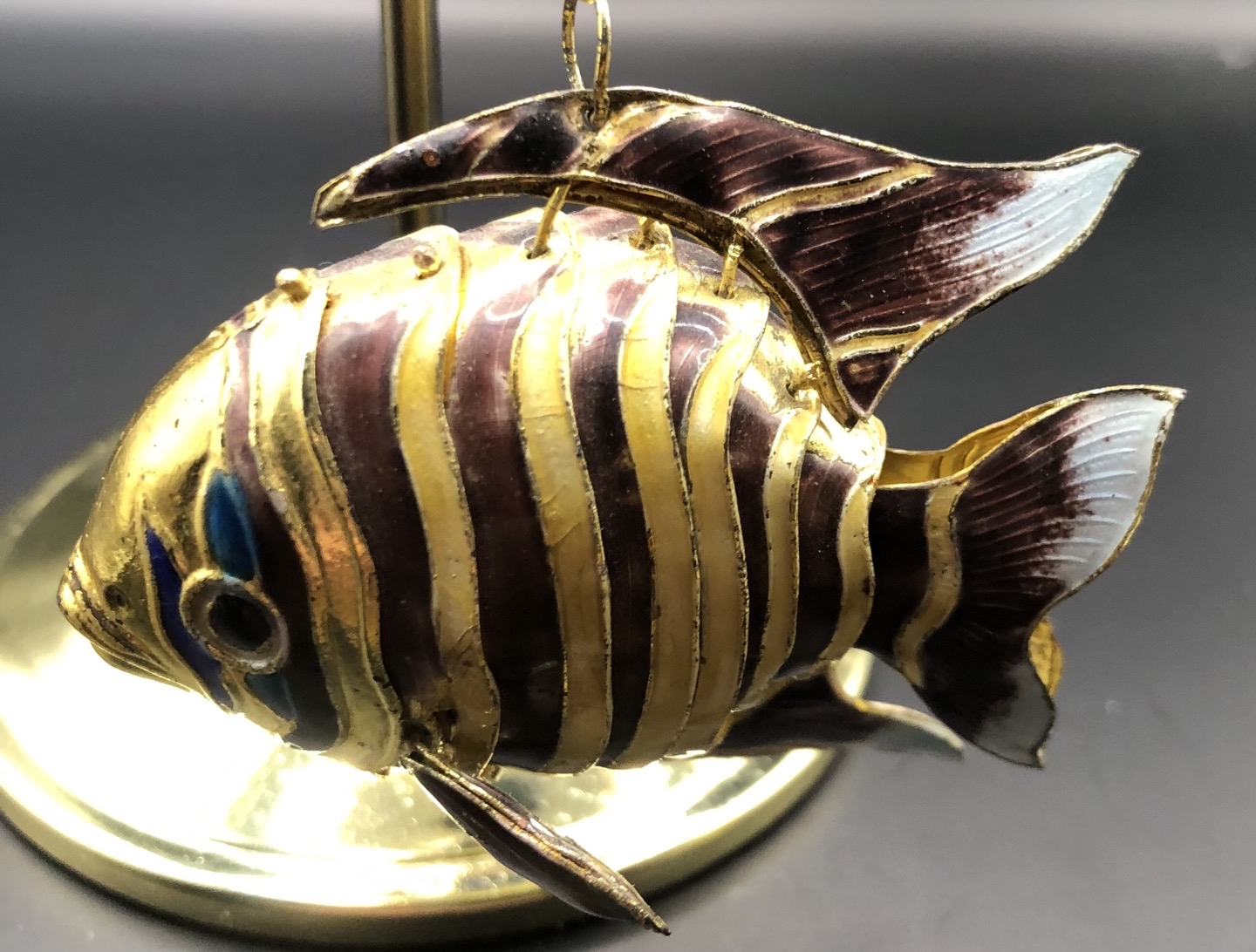 #36-Purple and gold articulated Enamel large fish