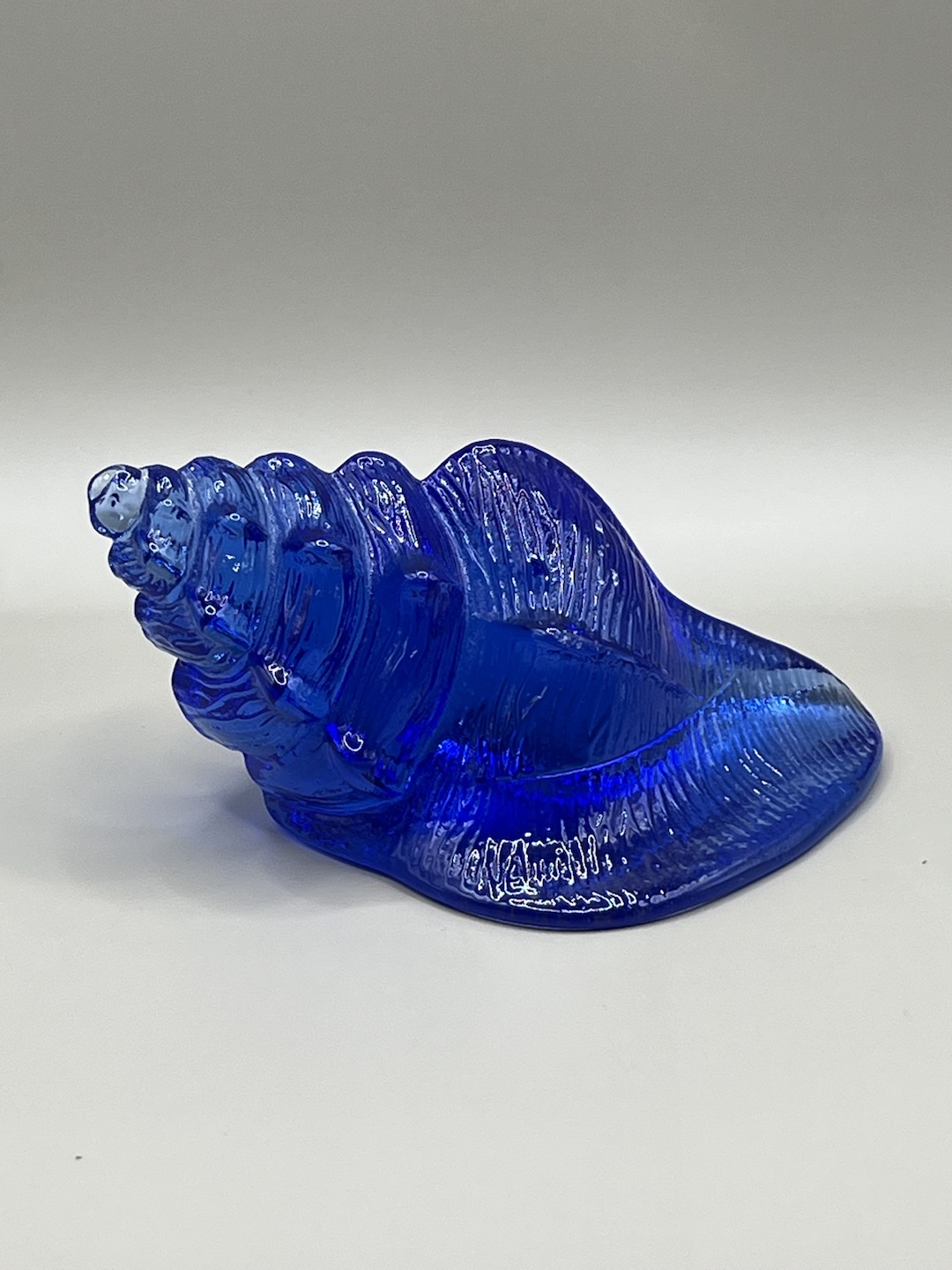 Cobalt Blue Glass Conch Shell Paperweight 5”