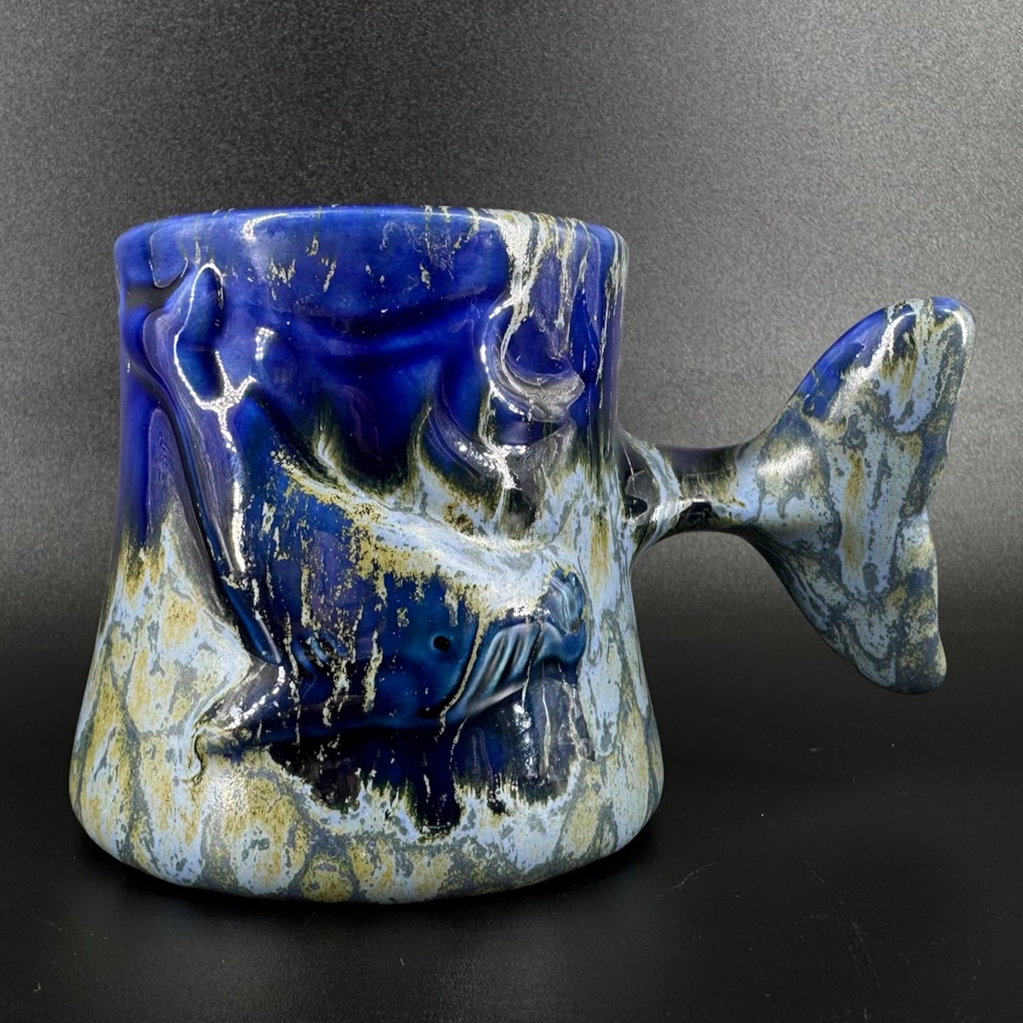 Doug Wiley Blue Whale Tail Pottery Coffee Mug
