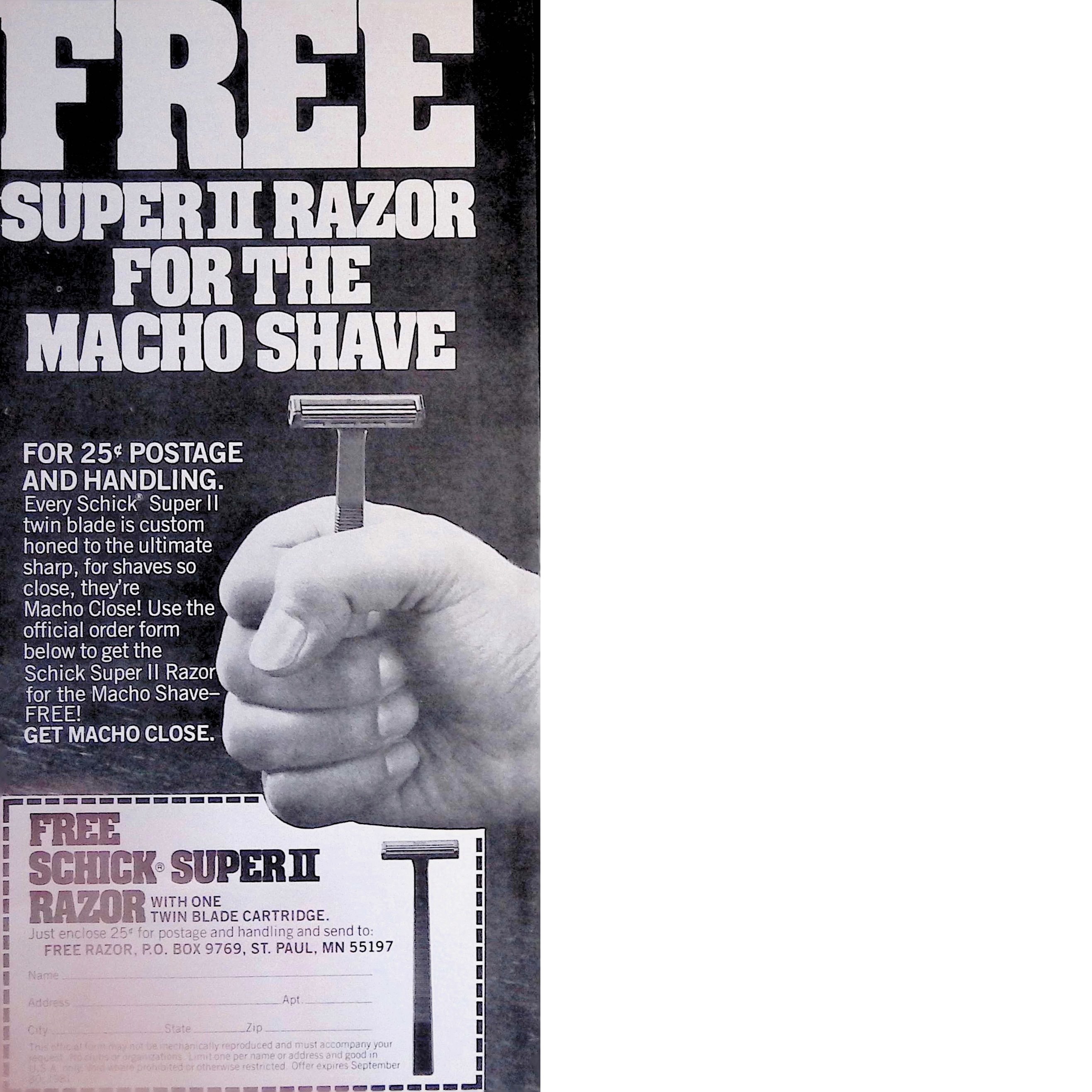 Schick Super II Razor Vintage 1981 Print Advertisement