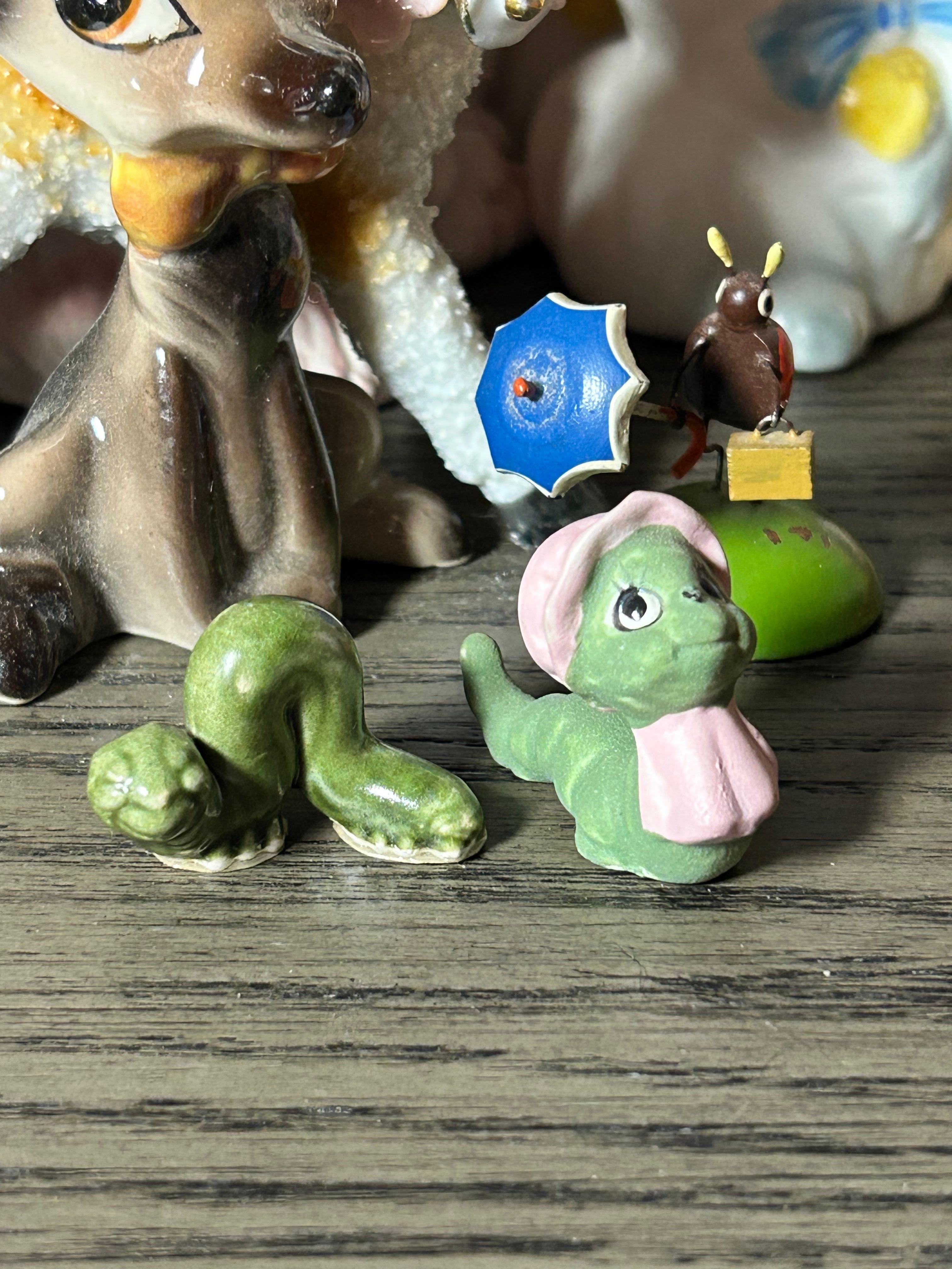 Pair of Adorable Ceramic Inchworms