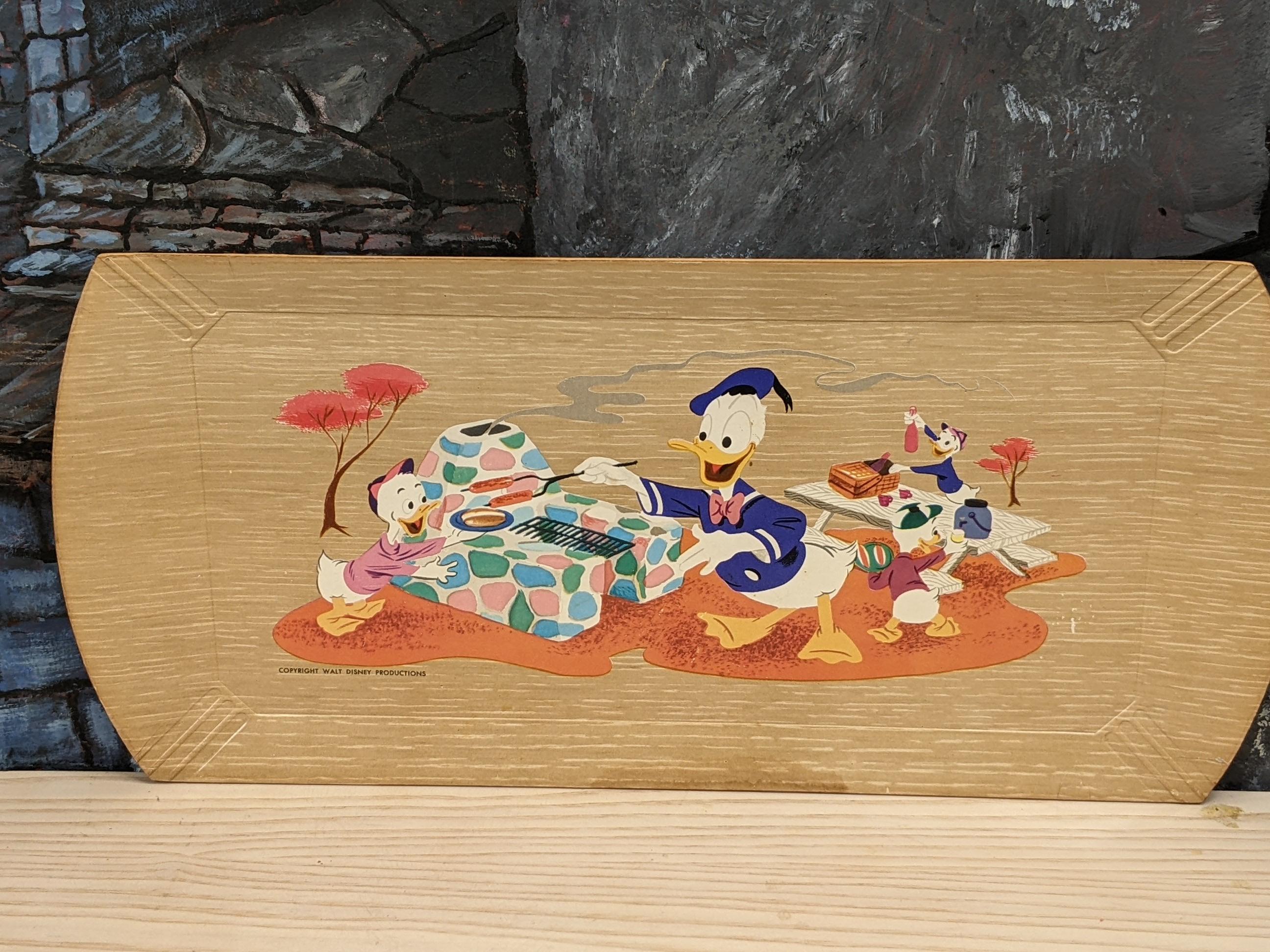 HASKO Walt Disney Donald Duck Picnic Huey Louie Dewey Veneer Tray ...