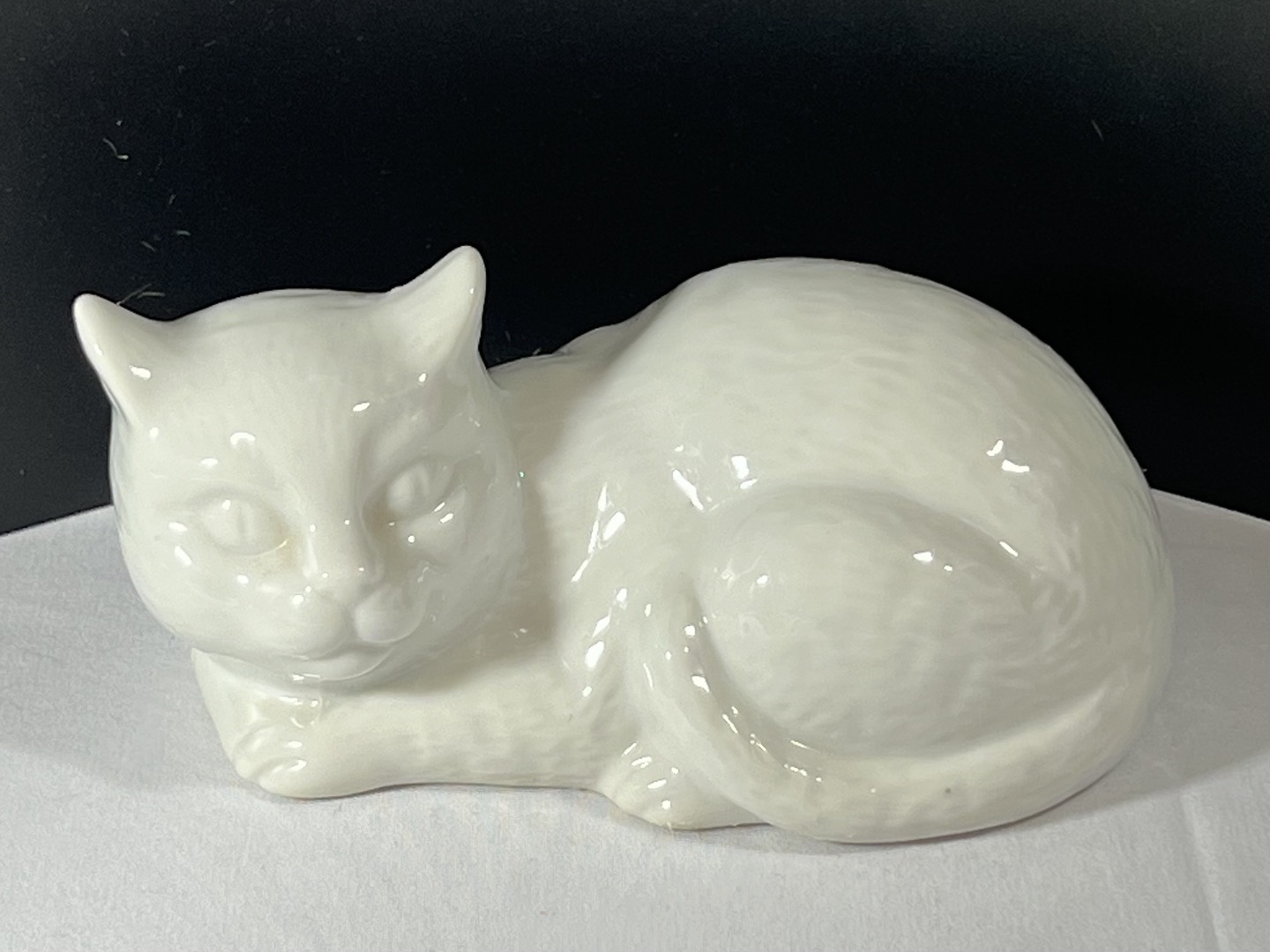 White Porcelain Cat Made In Japan