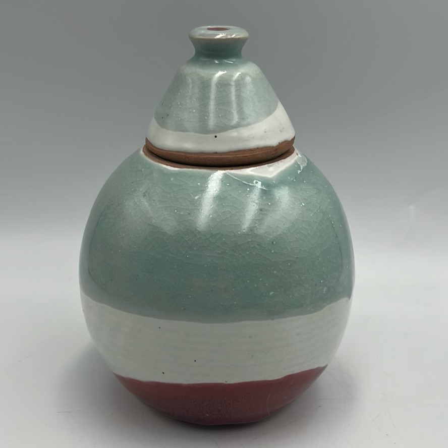 Studio Art Pottery Lidded Canister 7.25”