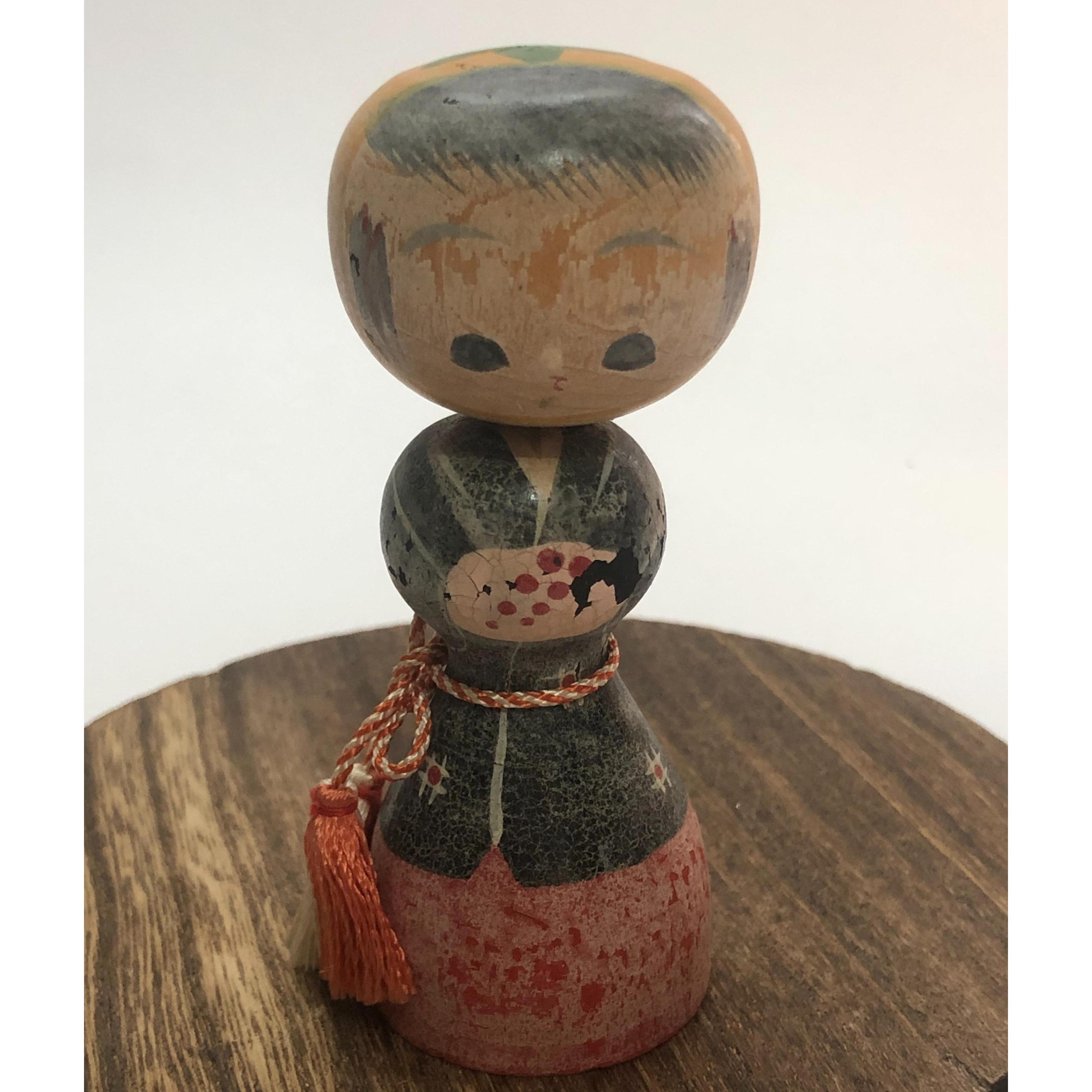 Vintage Japanese Bobble Head Kokeshi Doll Wood