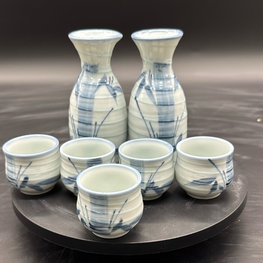 Spiral Bamboo 2 Sake Leaf 2 inch Set of 5 Sake Cups