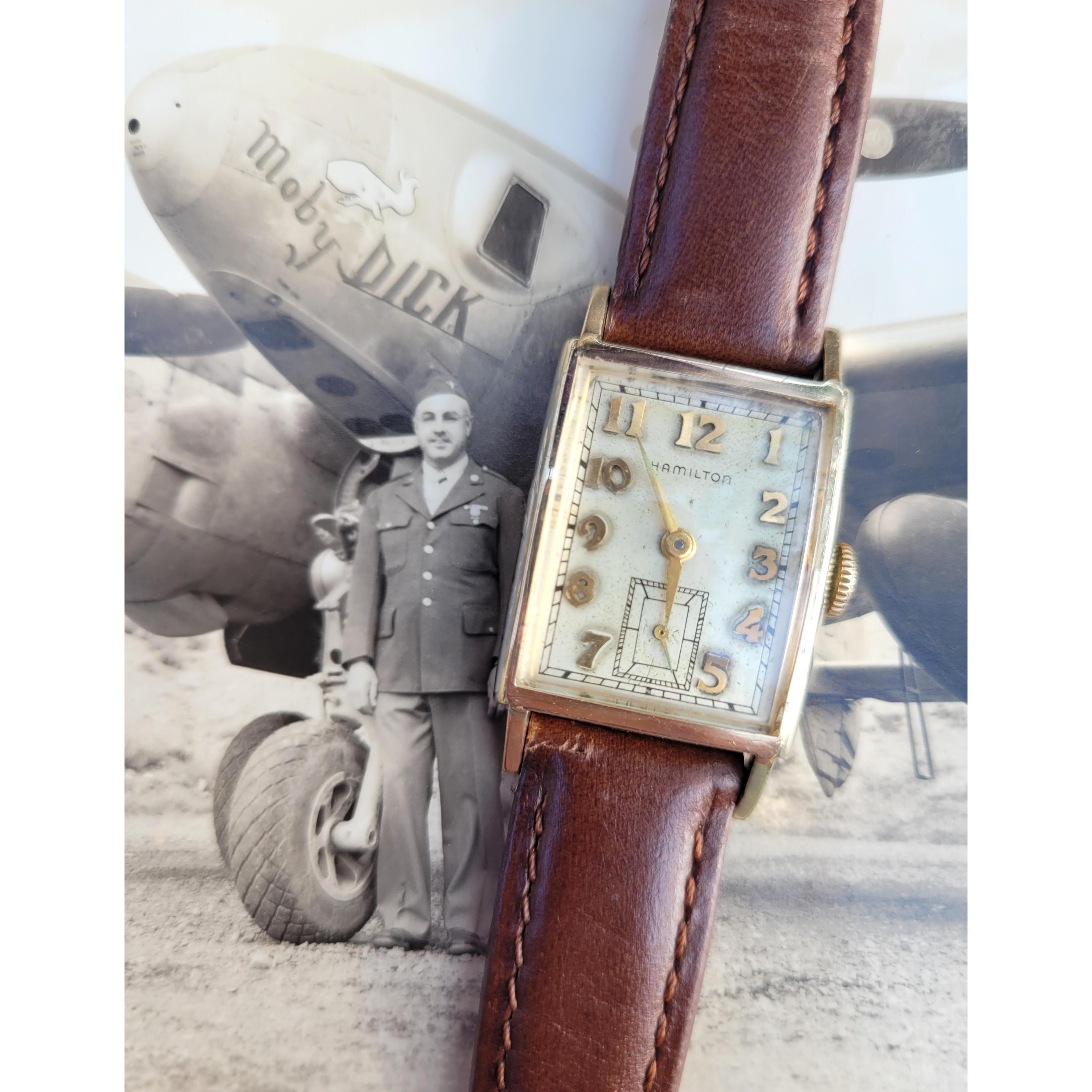 Vtg 10K Solid Gold HAMILTON BROCKTON Sterling Dial 19j 50s Mechanical Watch