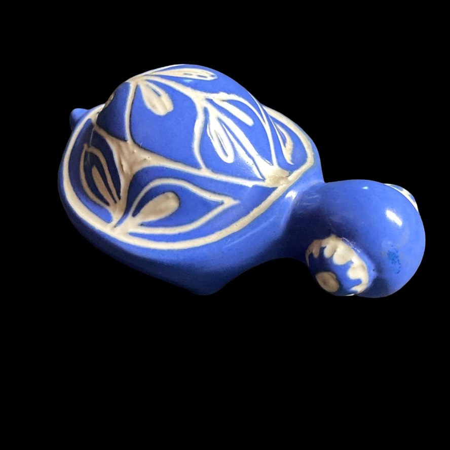 Vintage Turtle By Pablo Zabal Chile Pottery Blue And White
