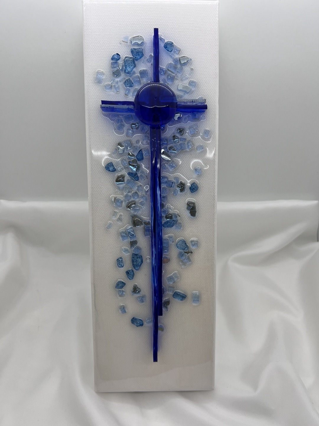 Beautiful Stained Glass Cross On Canvas