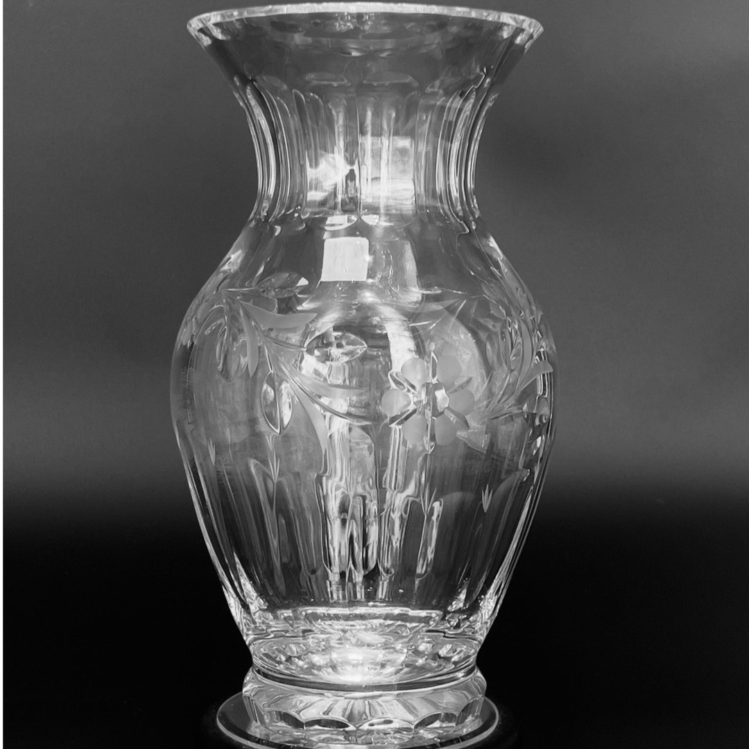 VASE Miller ROGASKA Etched Crystal Slovenian Hallmark Vintage Boxed ...